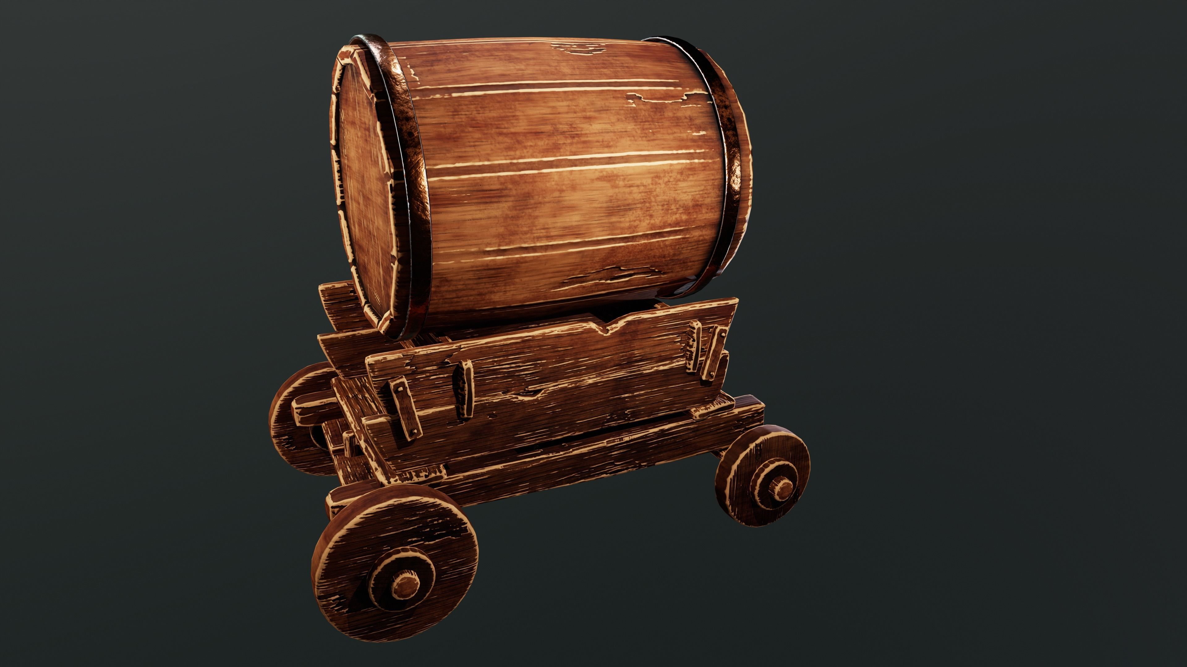 3D model Trolley With Barrel Assembly VR / AR / low-poly | CGTrader
