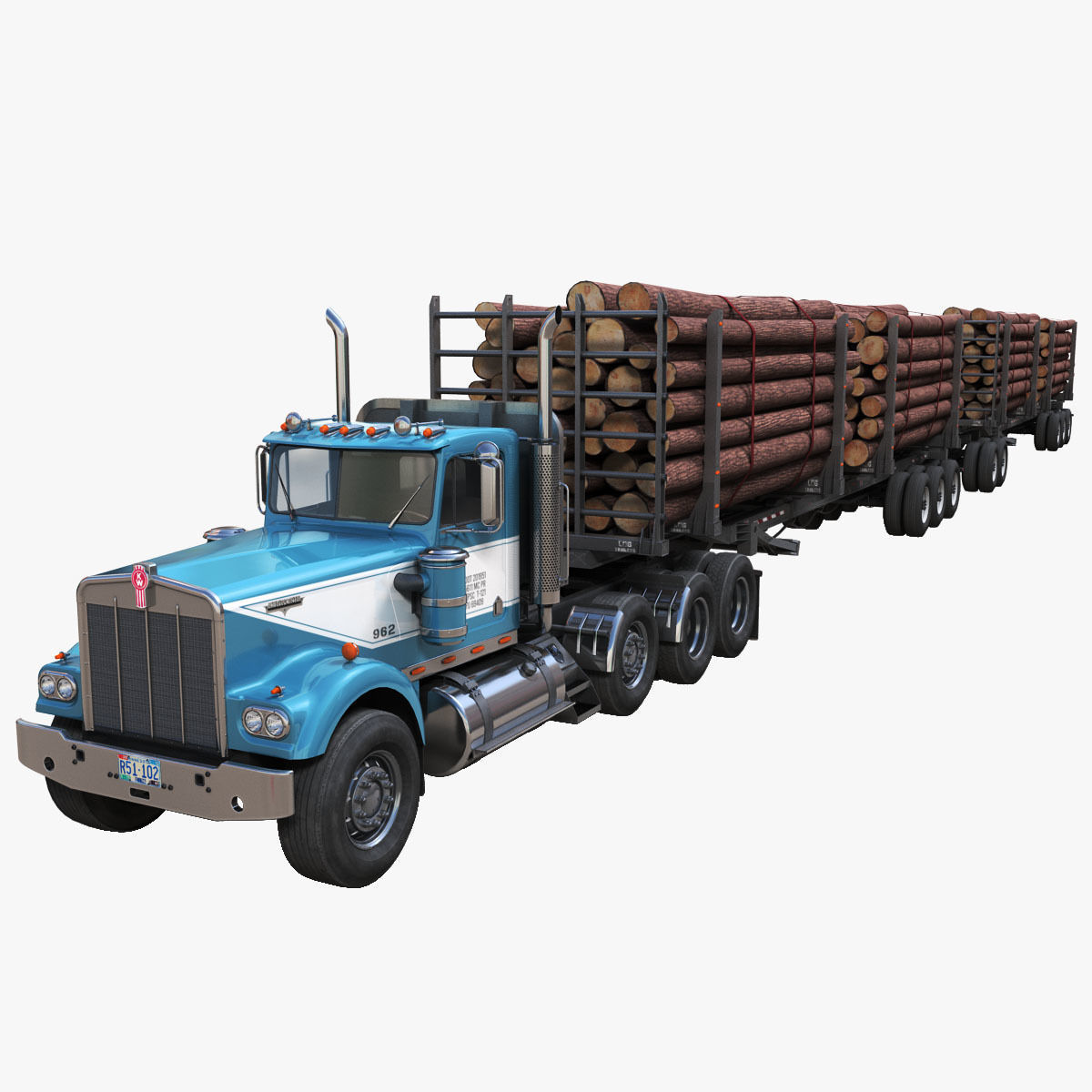 3D model Kenworth super train log truck VR / AR / low-poly | CGTrader