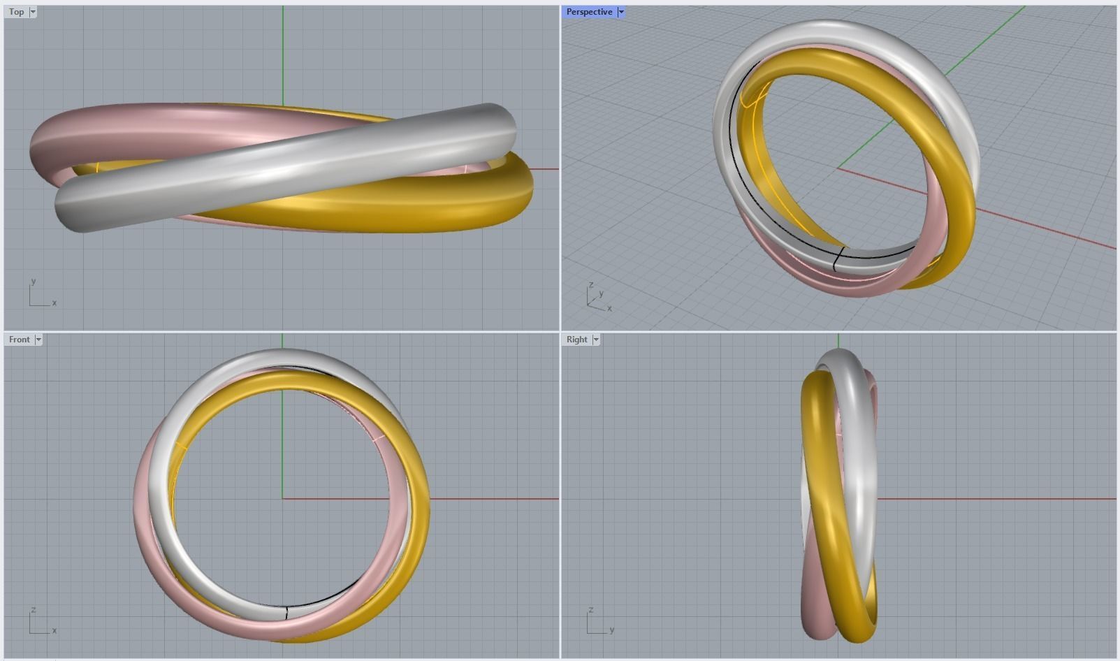 Ring Trinity 3D model 3D printable | CGTrader