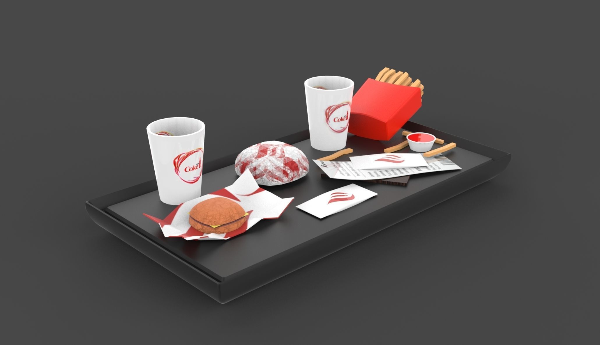 Fast Food Serving Tray 3D model animated | CGTrader