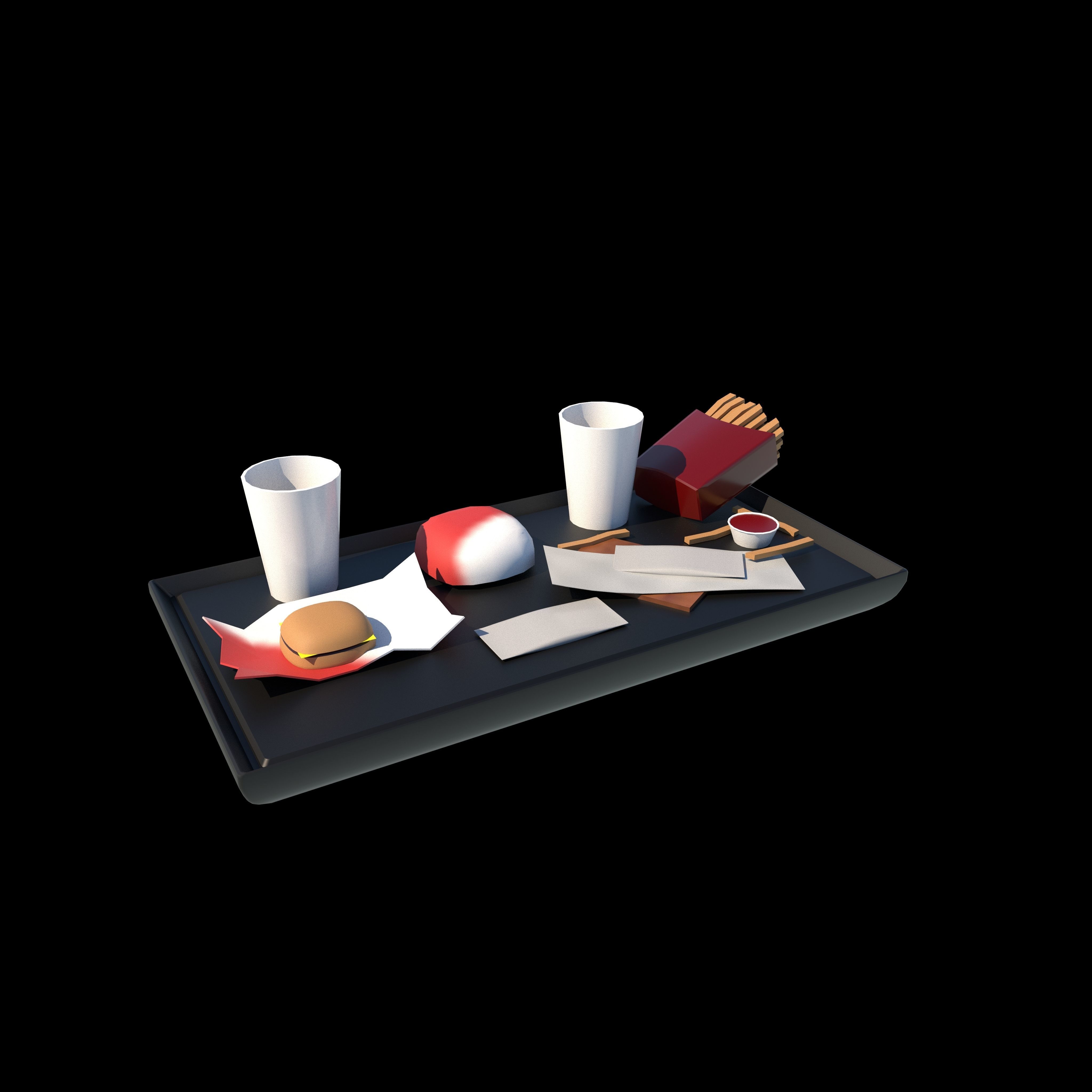 Fast Food Serving Tray 3D model animated | CGTrader