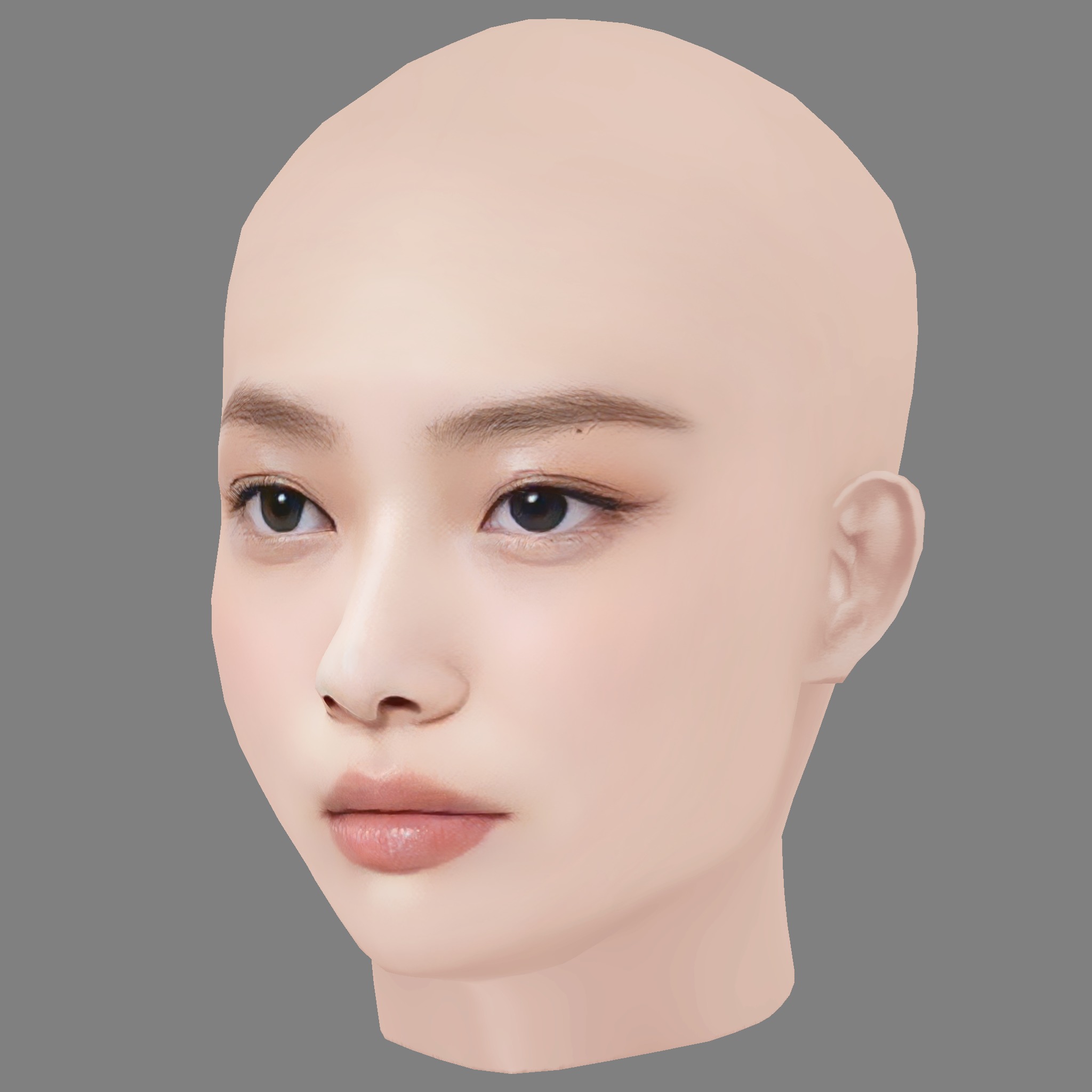 3D model Jennie Blackpink Head - No Hair - Low poly head for game VR ...