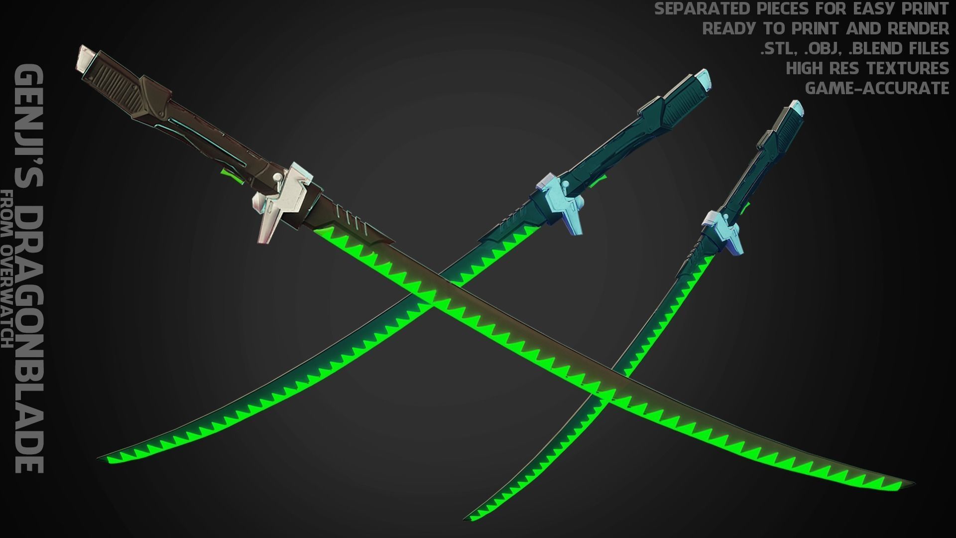 Overwatch Genji Dragonblade for Cosplay 3D model 3D printable | CGTrader