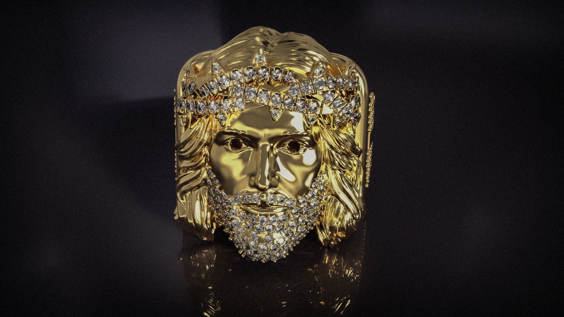 Jesus Christ Ring with Holy Cross and Diamonds 3D Model 3D model 3D ...
