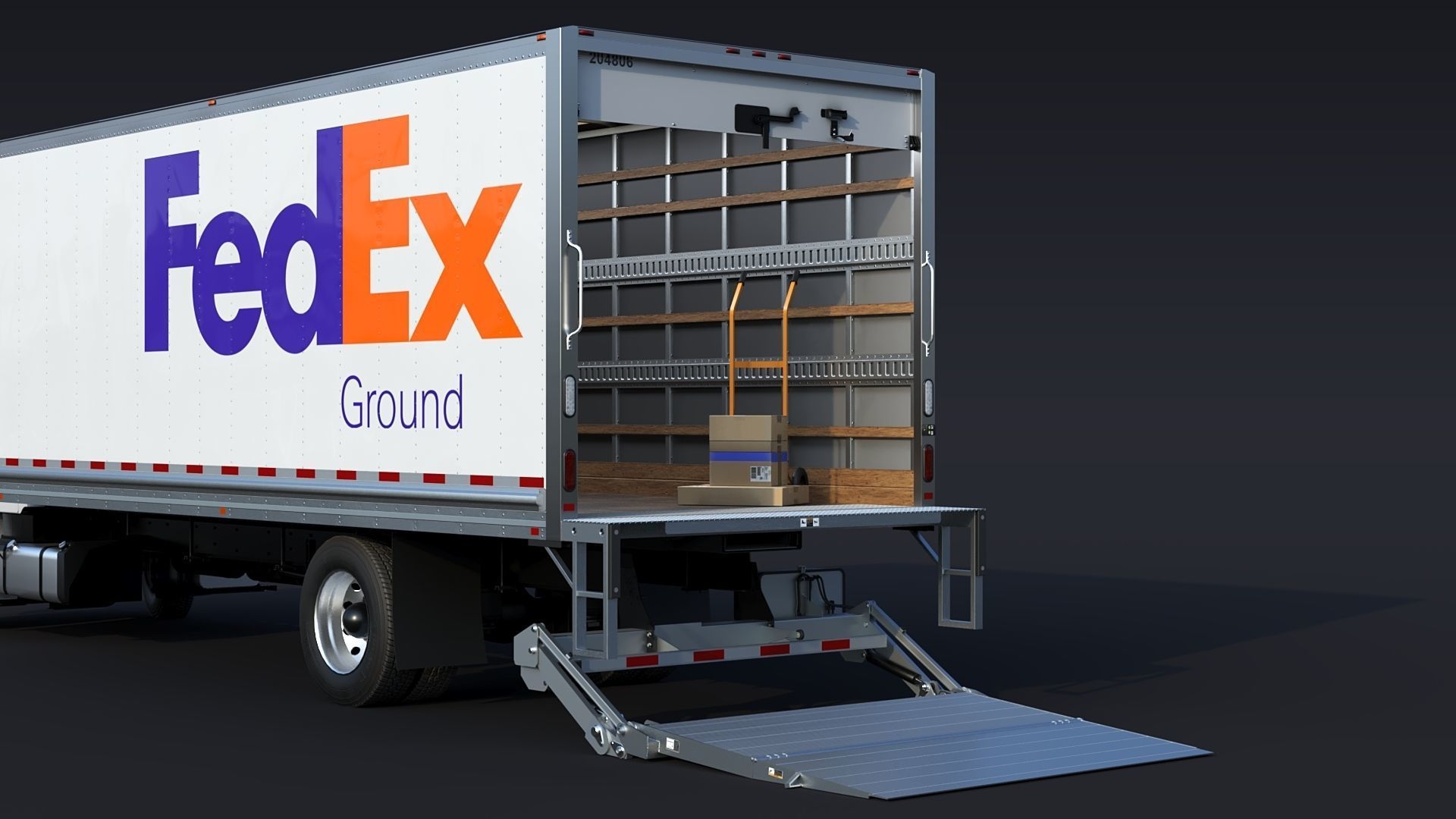 3D model 2020 Freightliner M2 106 Box truck Fedex VR / AR / low-poly ...