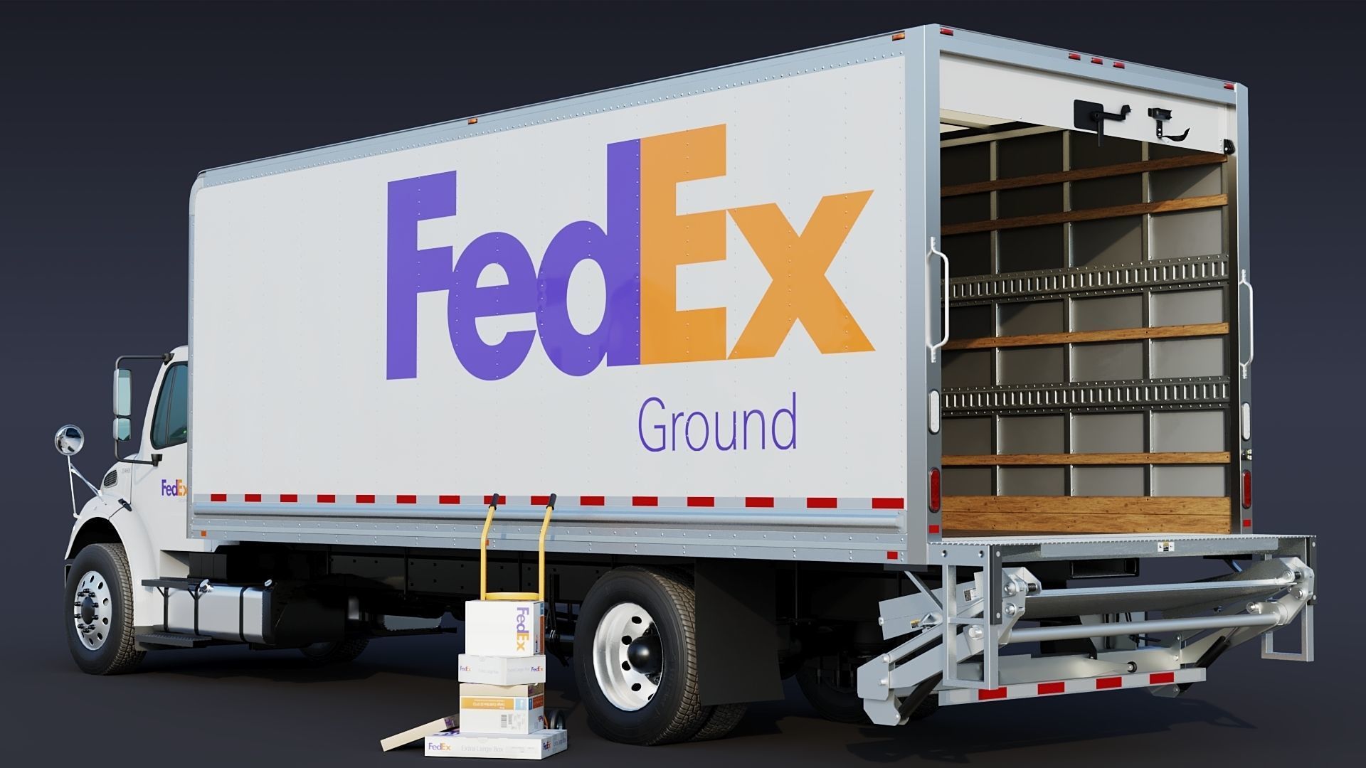 3D model 2020 Freightliner M2 106 Box truck Fedex VR / AR / low-poly | CGTrader