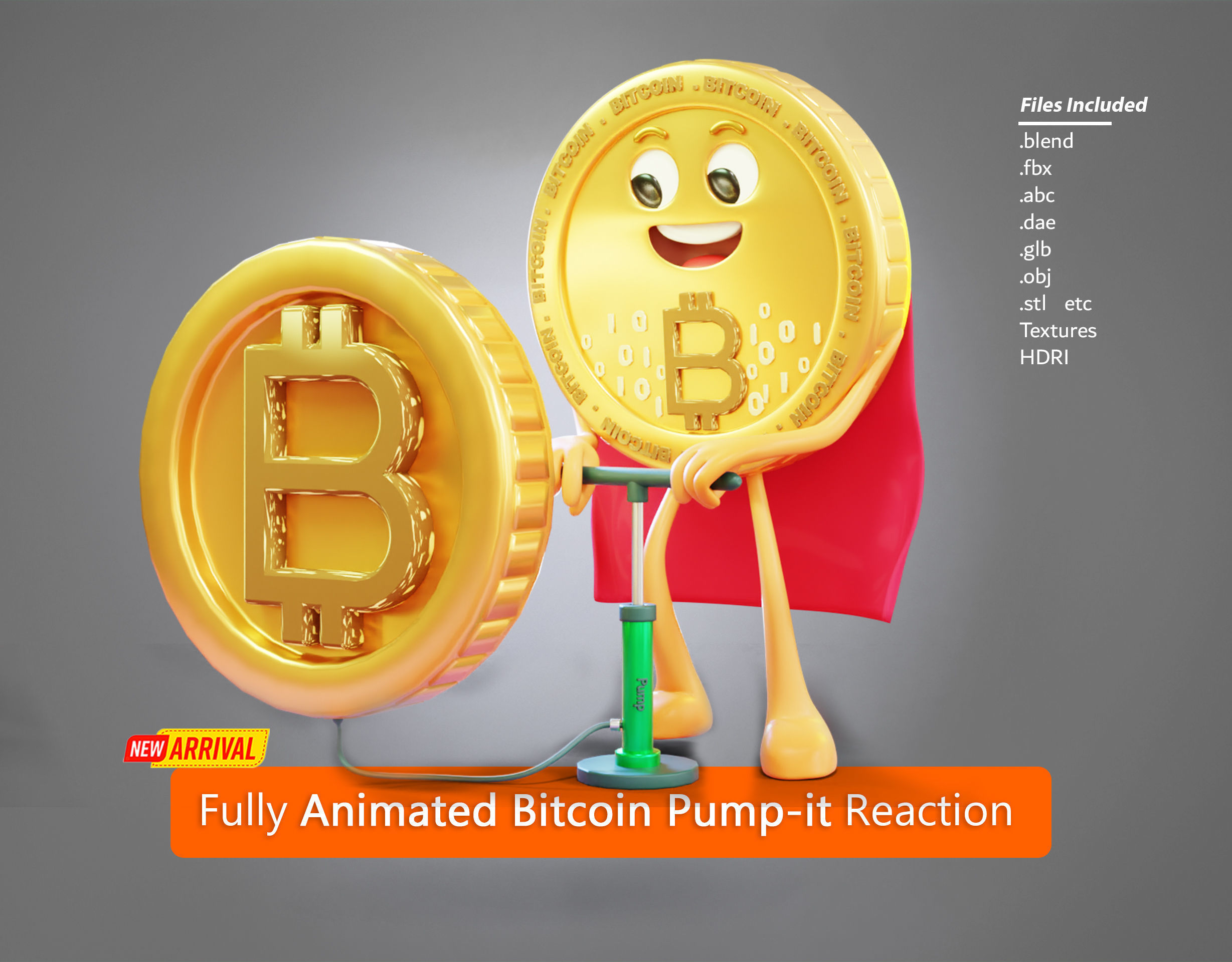 3D model Bitcoin Pump it Animated Reaction VR / AR / low-poly | CGTrader