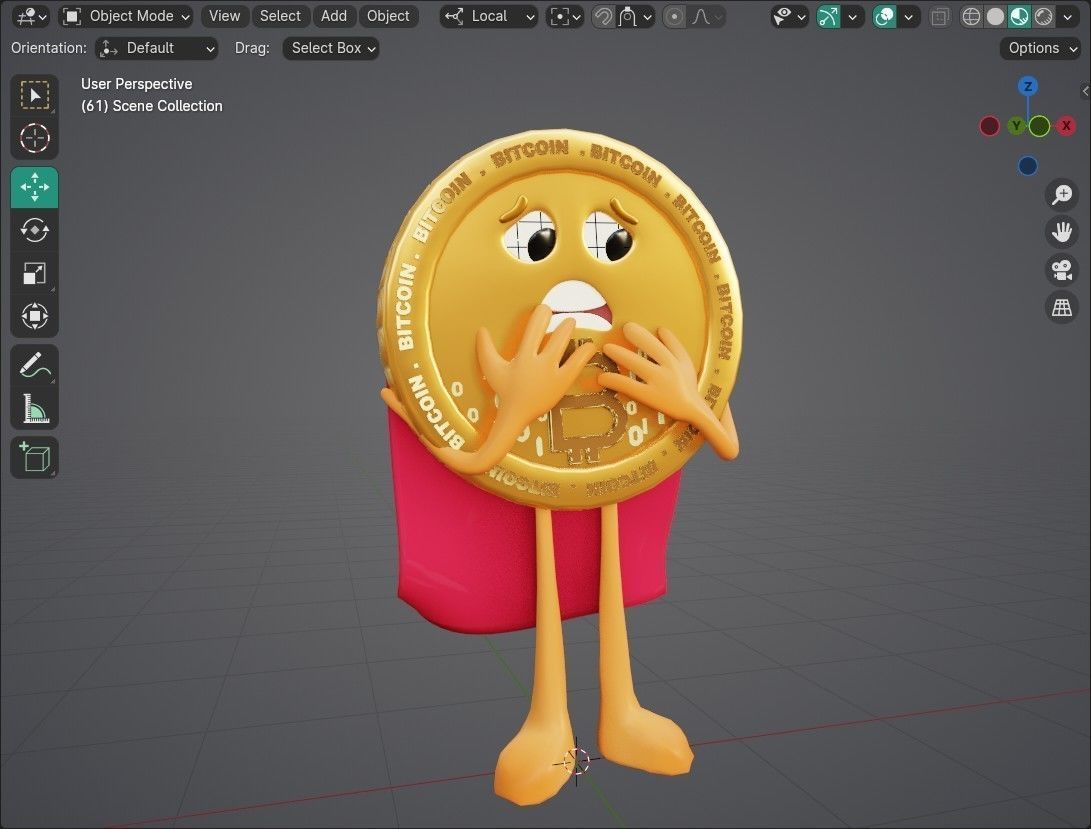 3d Model Bitcoin Fud Animated Reaction Vr Ar Low Poly Cgtrader