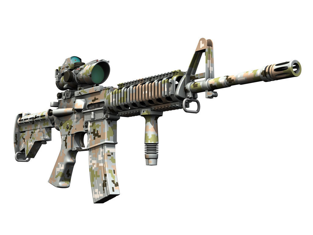 Colt M4A1 - Sopmod ACOG - Digital Camouflage 3D model | CGTrader