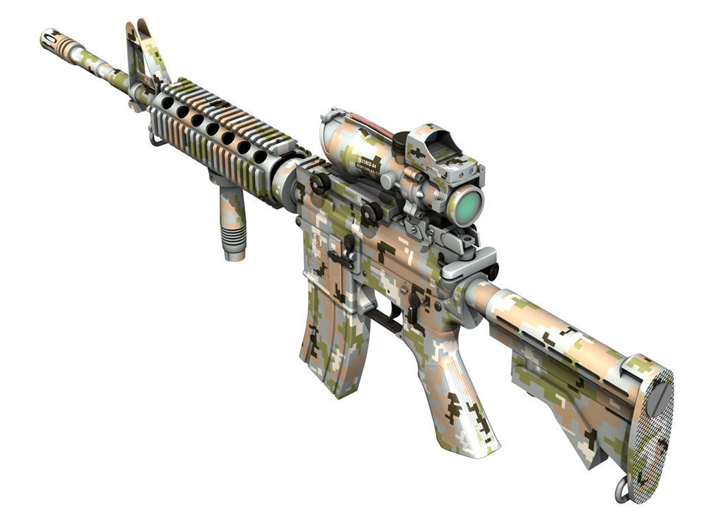 Colt M4A1 - Sopmod ACOG - Digital Camouflage 3D model | CGTrader