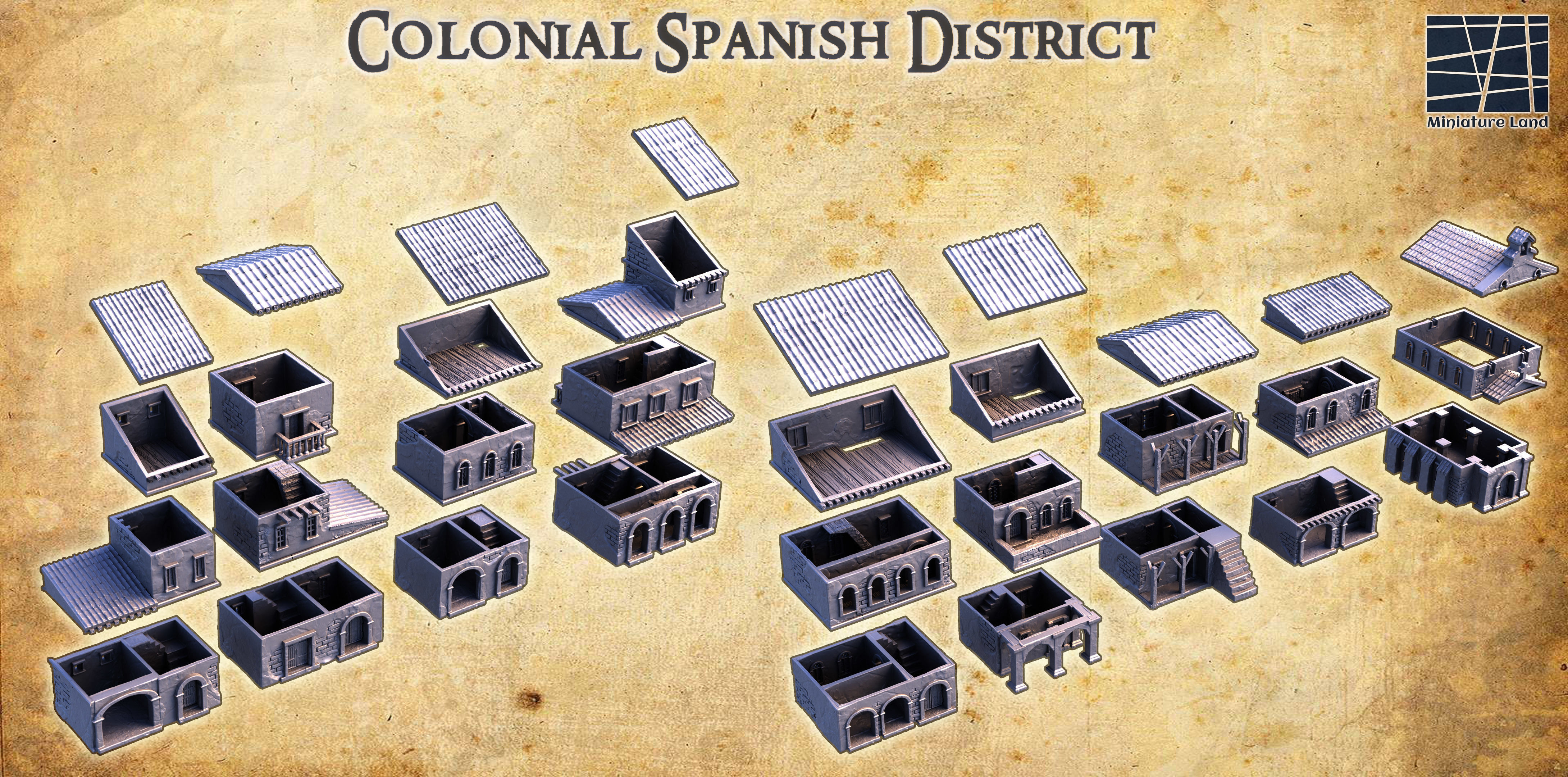 Colonial Spanish District Tabletop Terrain 28 mm 3D model 3D printable ...