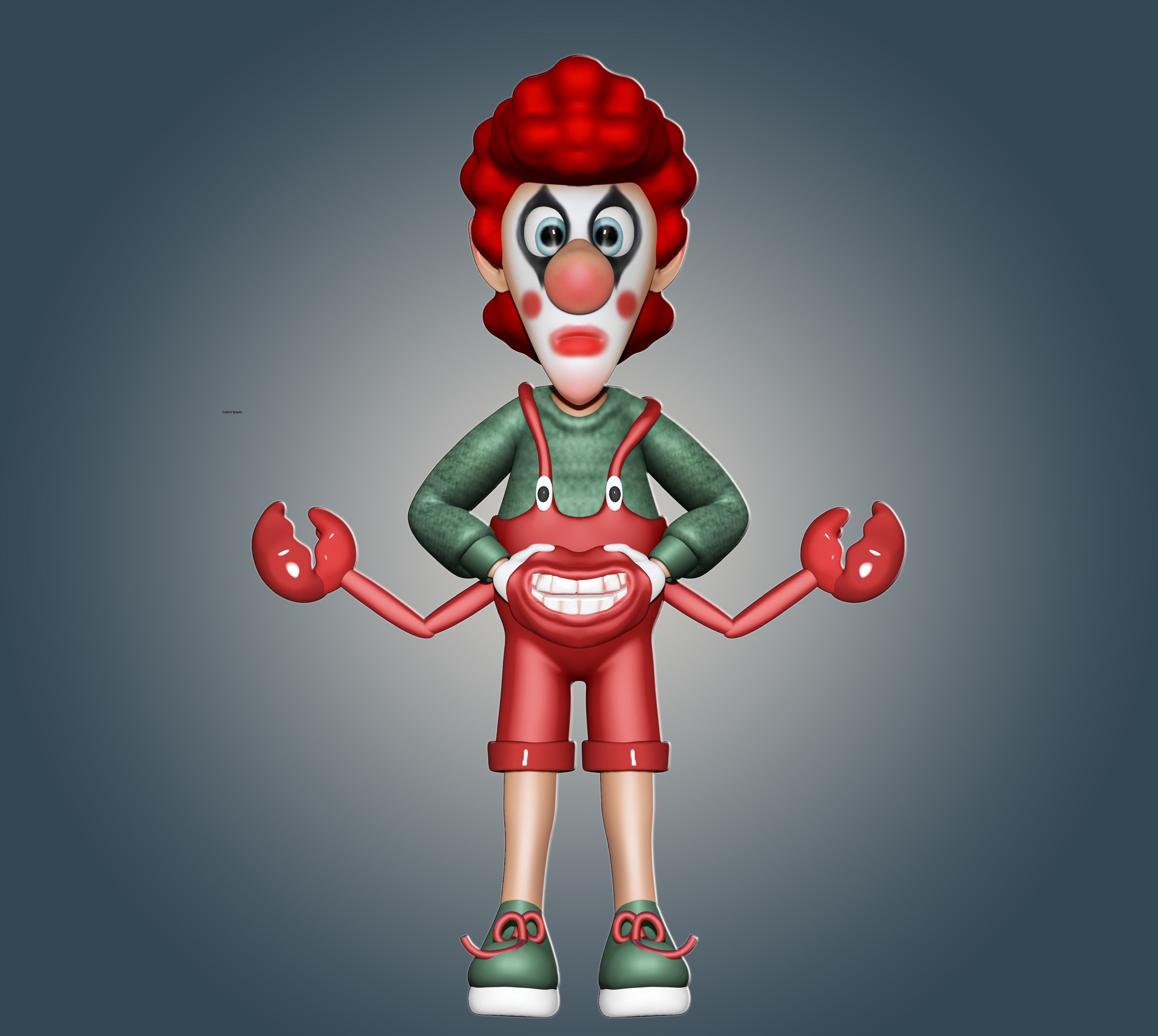 Joker clown 3d model in Disney character with mr krabs costume 3D model ...
