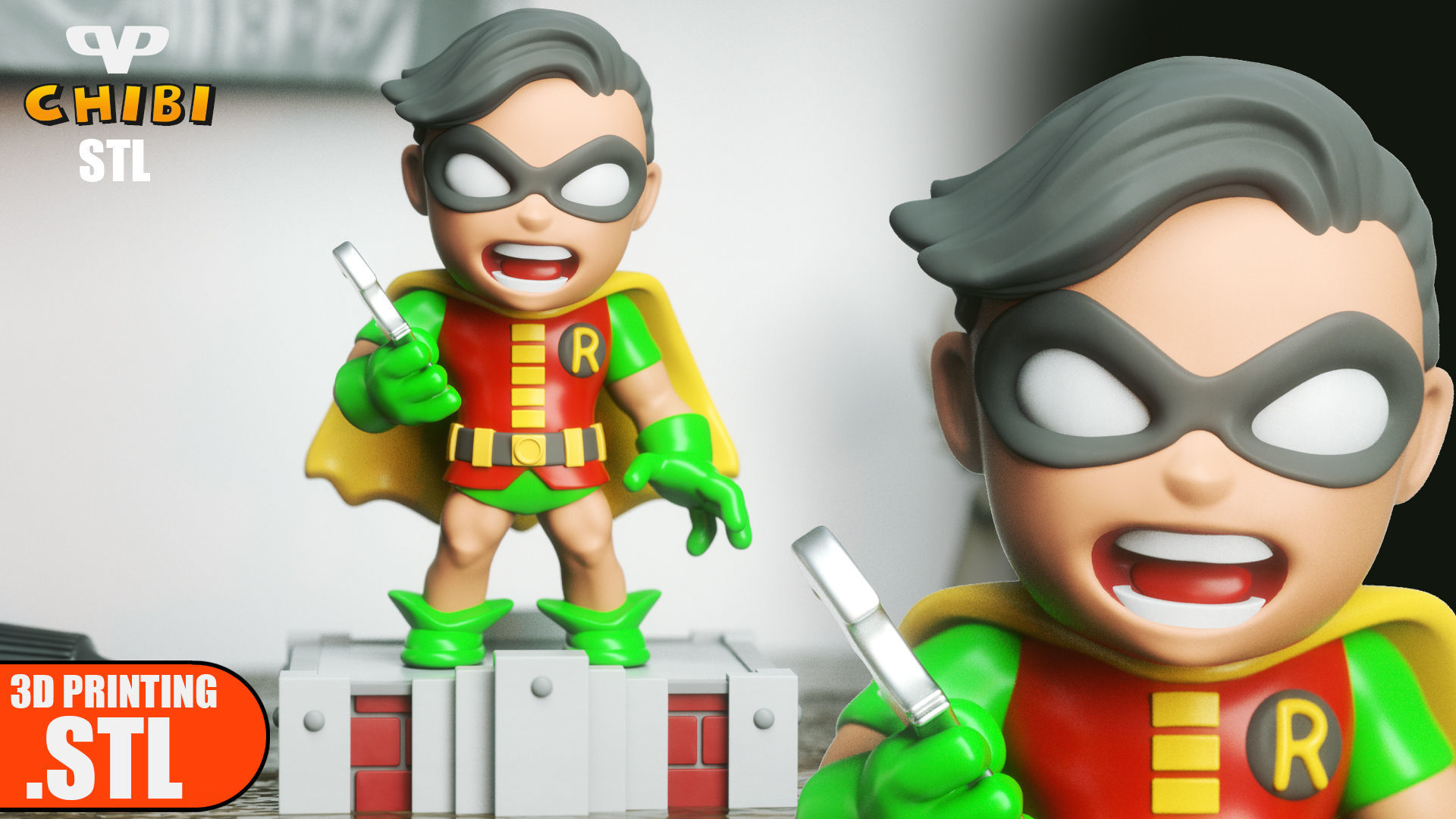 1960 Robin Chibi STL for 3D Printing ChibiSTL 3DXM 3D model 3D ...