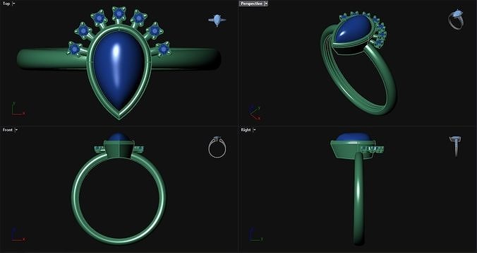 Cabochon Pear Engagement Ring 3D model 3D printable | CGTrader