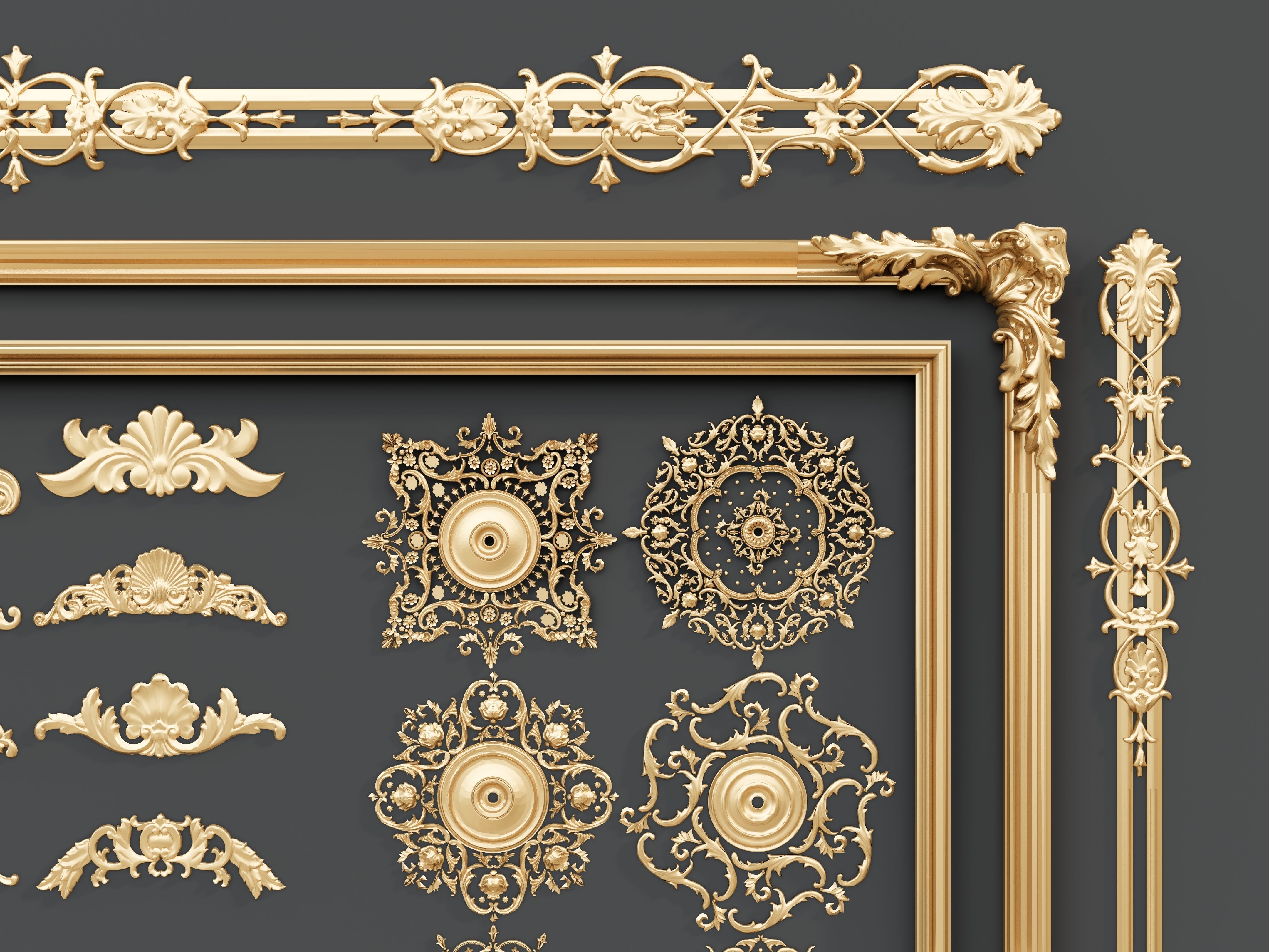 Classic carvings moldings and gypsum cornice 2 3D model | CGTrader