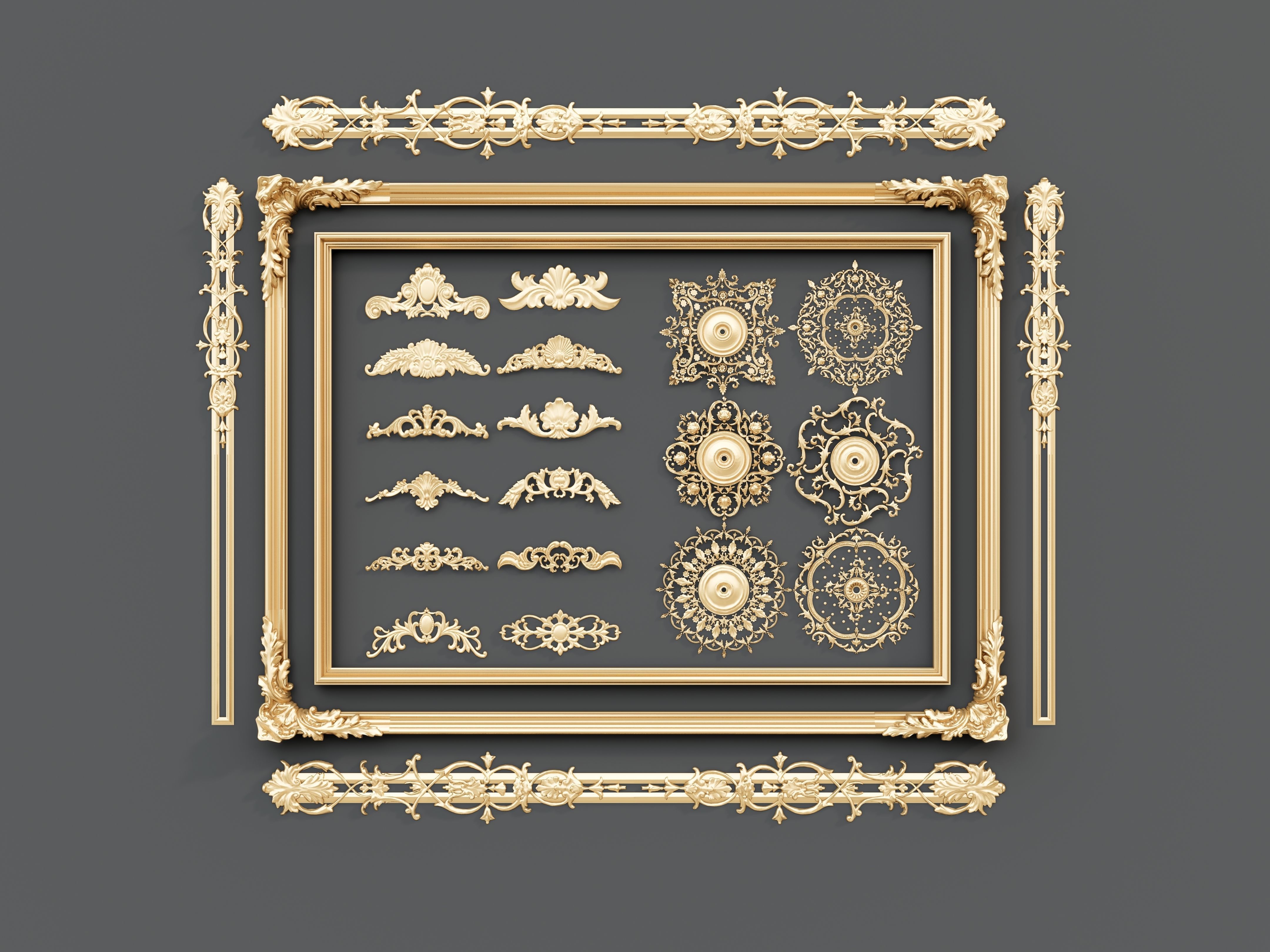 Classic carvings moldings and gypsum cornice 2 3D model | CGTrader