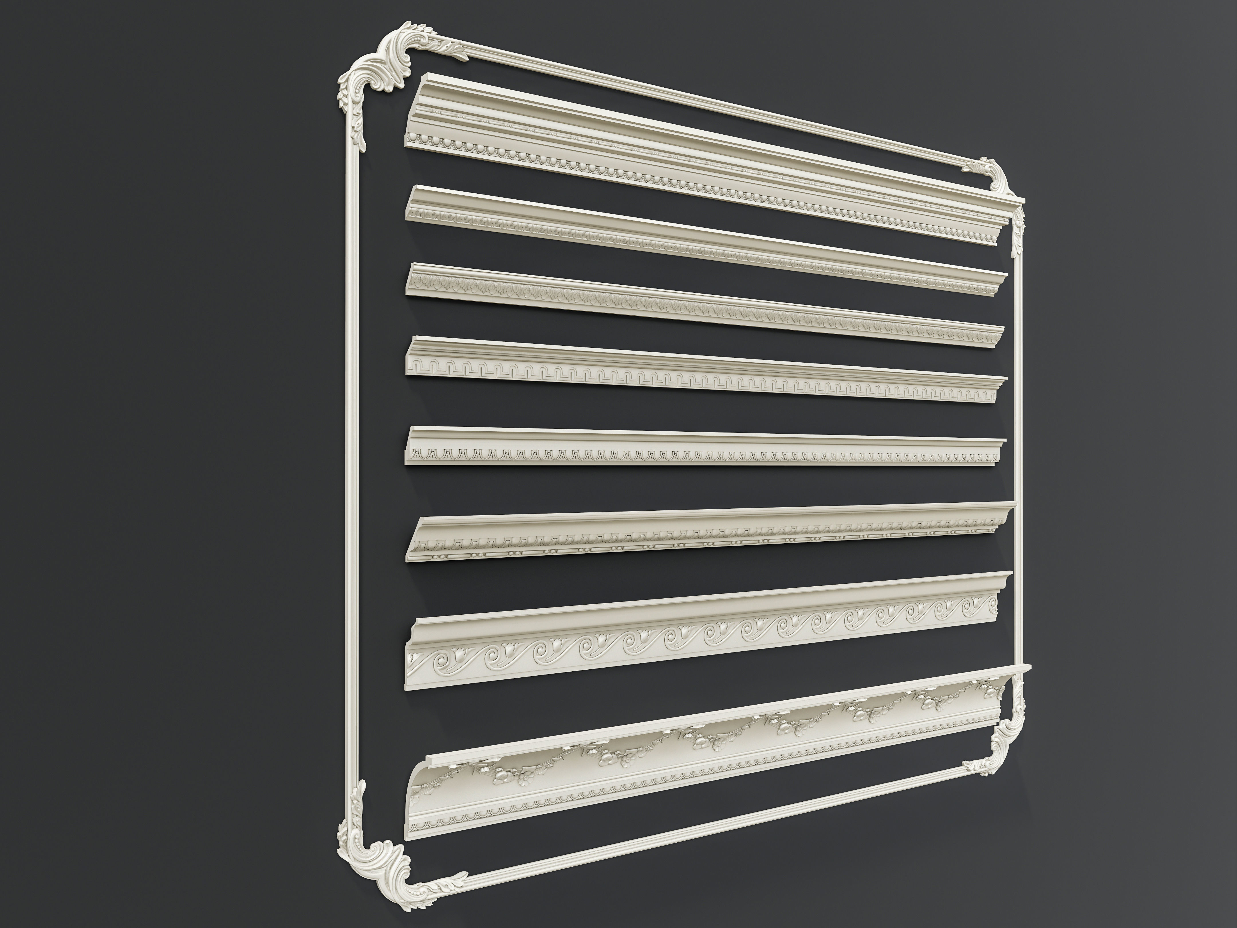 Classic carvings moldings and gypsum cornice 4 3D model | CGTrader