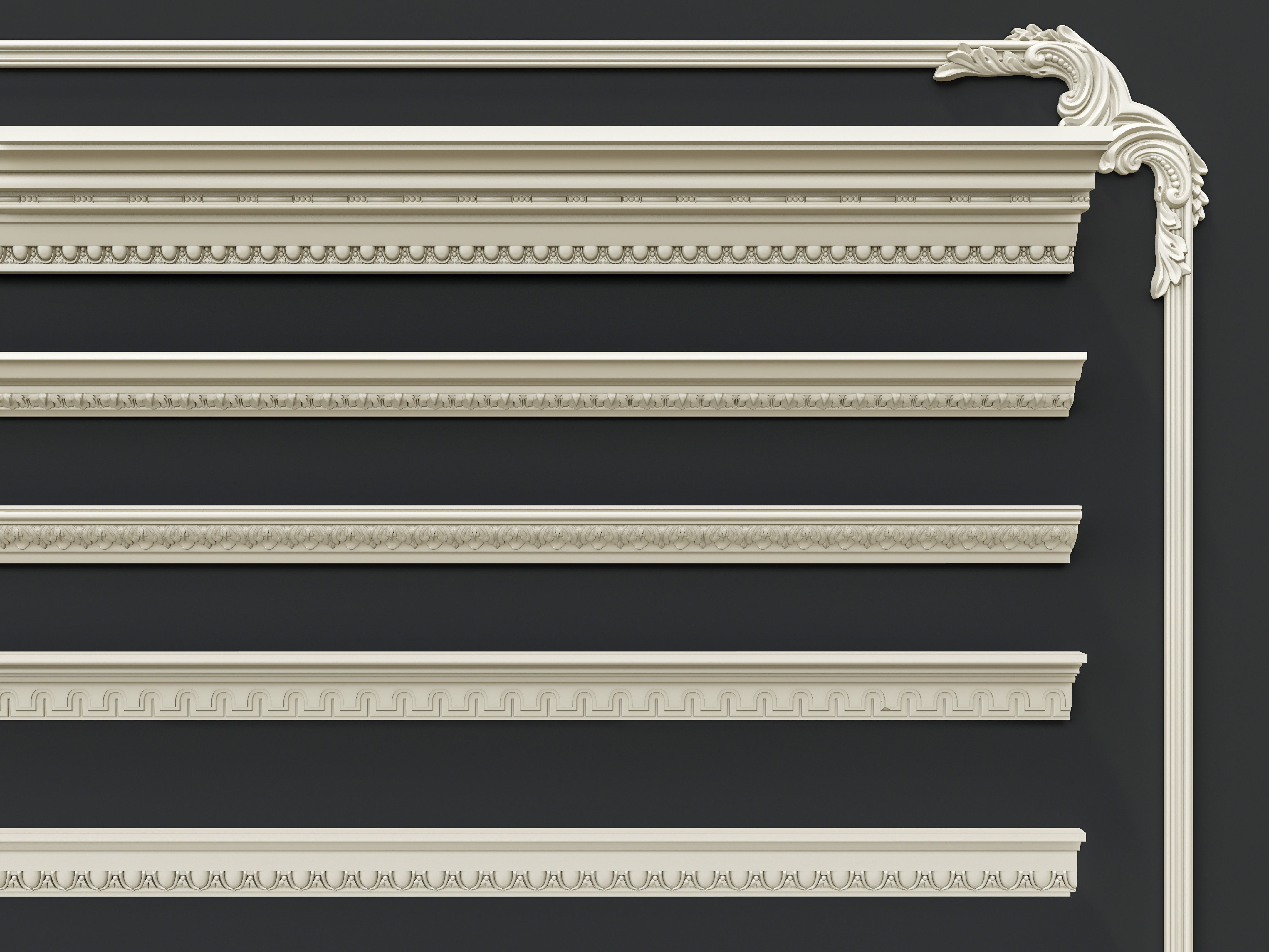Classic carvings moldings and gypsum cornice 4 3D model | CGTrader