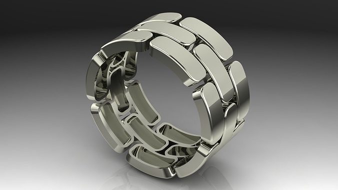 Ring with 3 line of stones free 3D model 3D printable | CGTrader