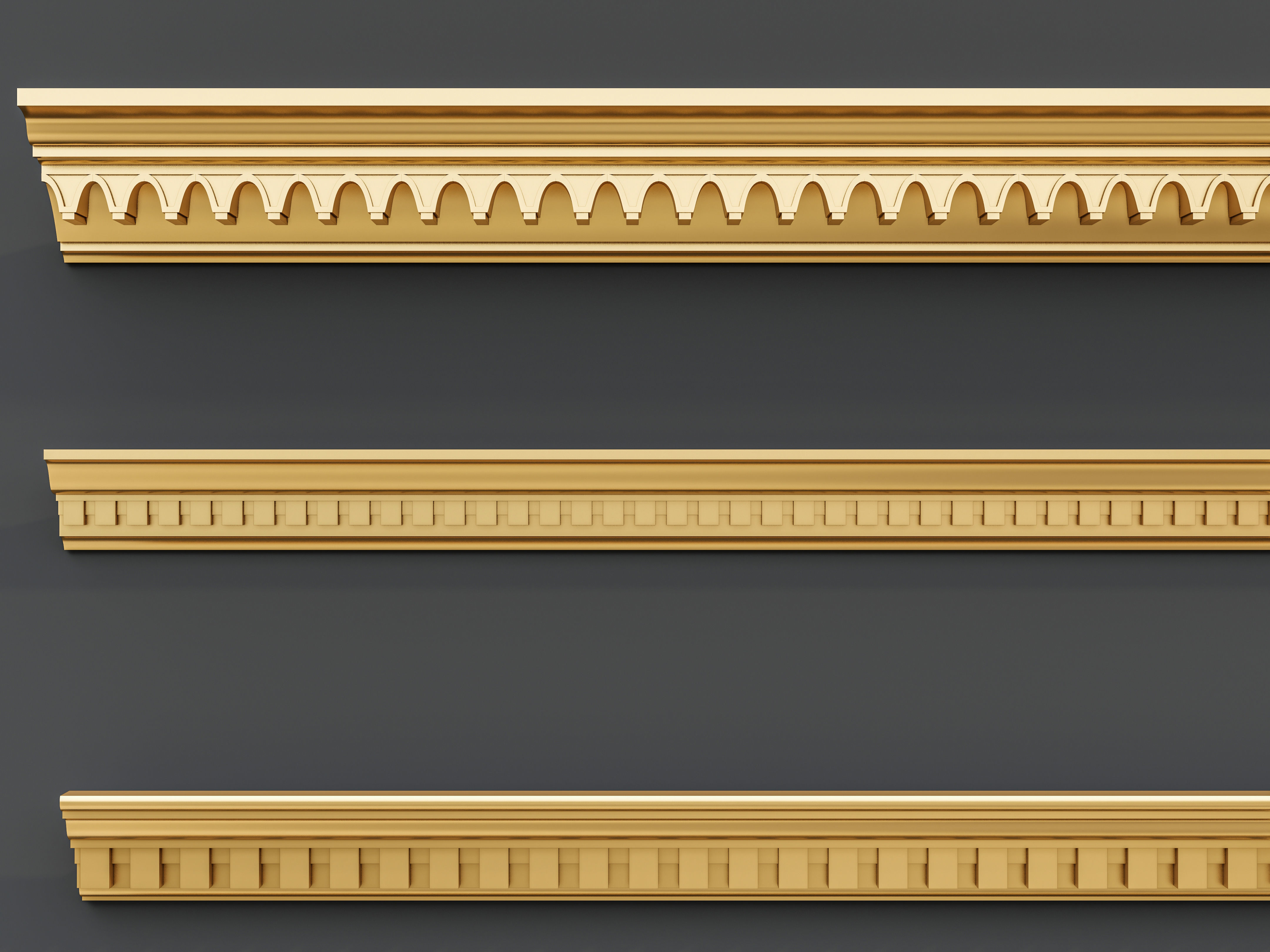 3D model Classic carvings moldings and gypsum cornice 8 VR / AR / low ...
