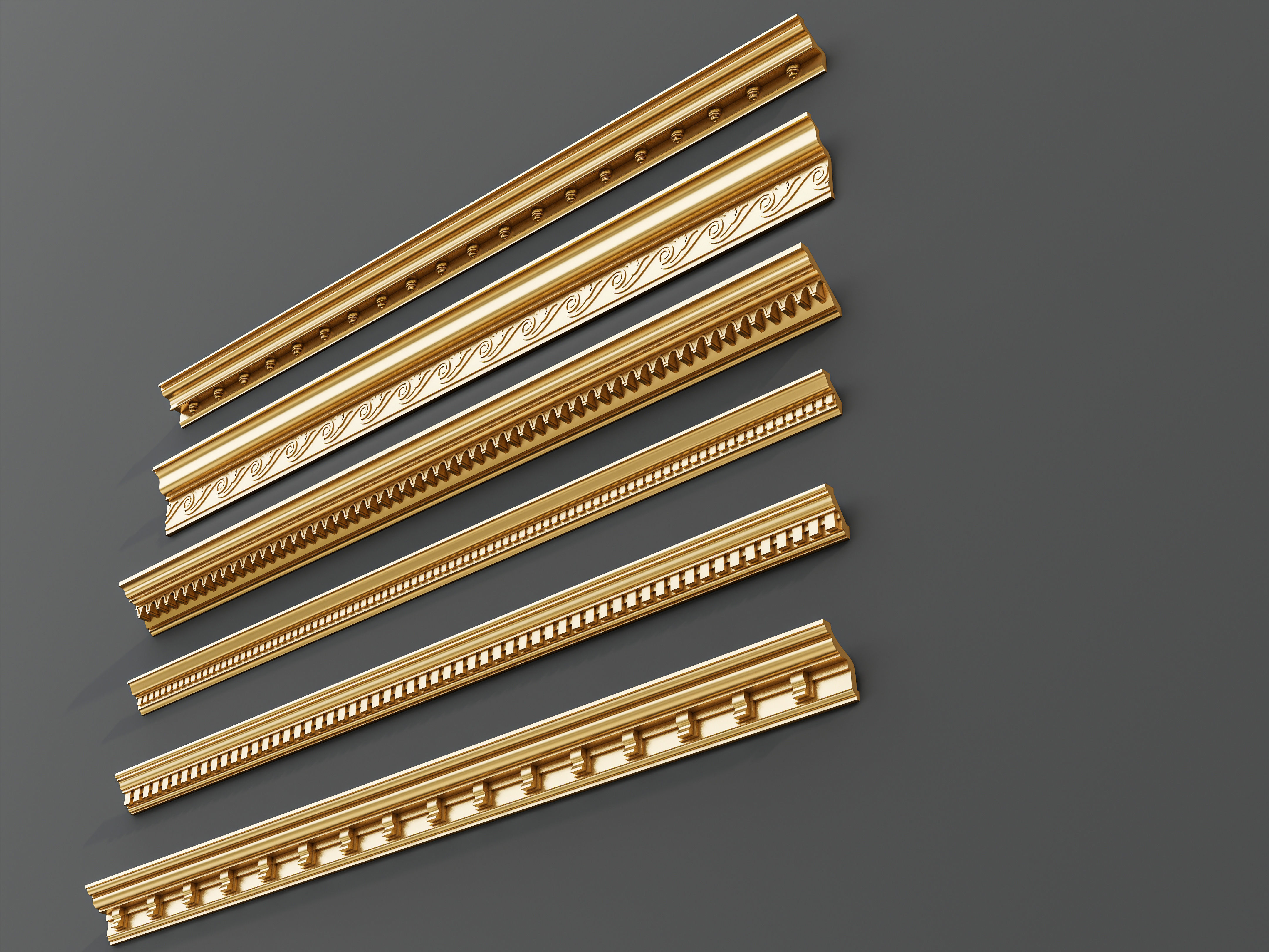 3D model Classic carvings moldings and gypsum cornice 8 VR / AR / low ...