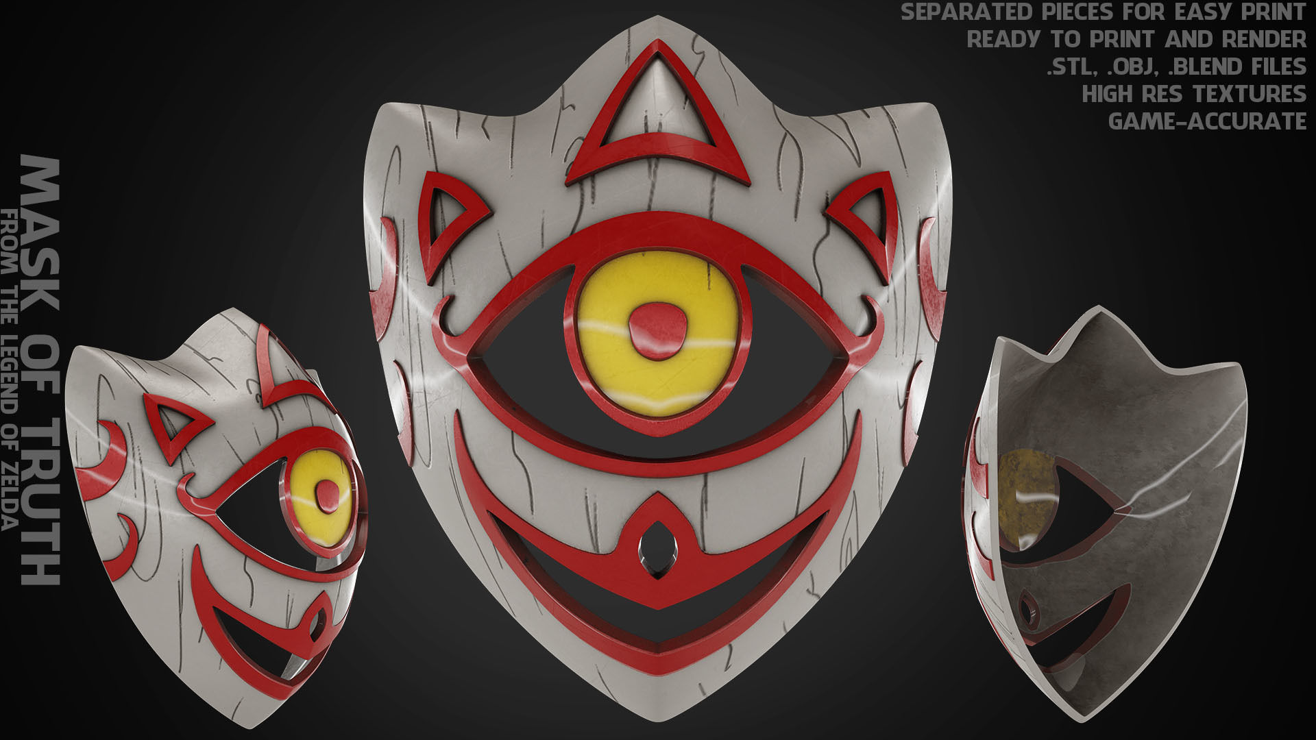 Zelda Mask Of Truth for Cosplay 3D model 3D printable | CGTrader