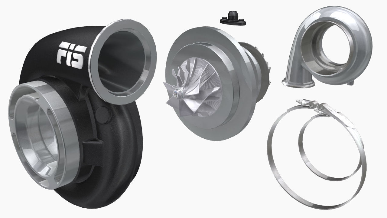 3D model Forced Inductions GTR 107mm GEN4 black polished turbocharger ...