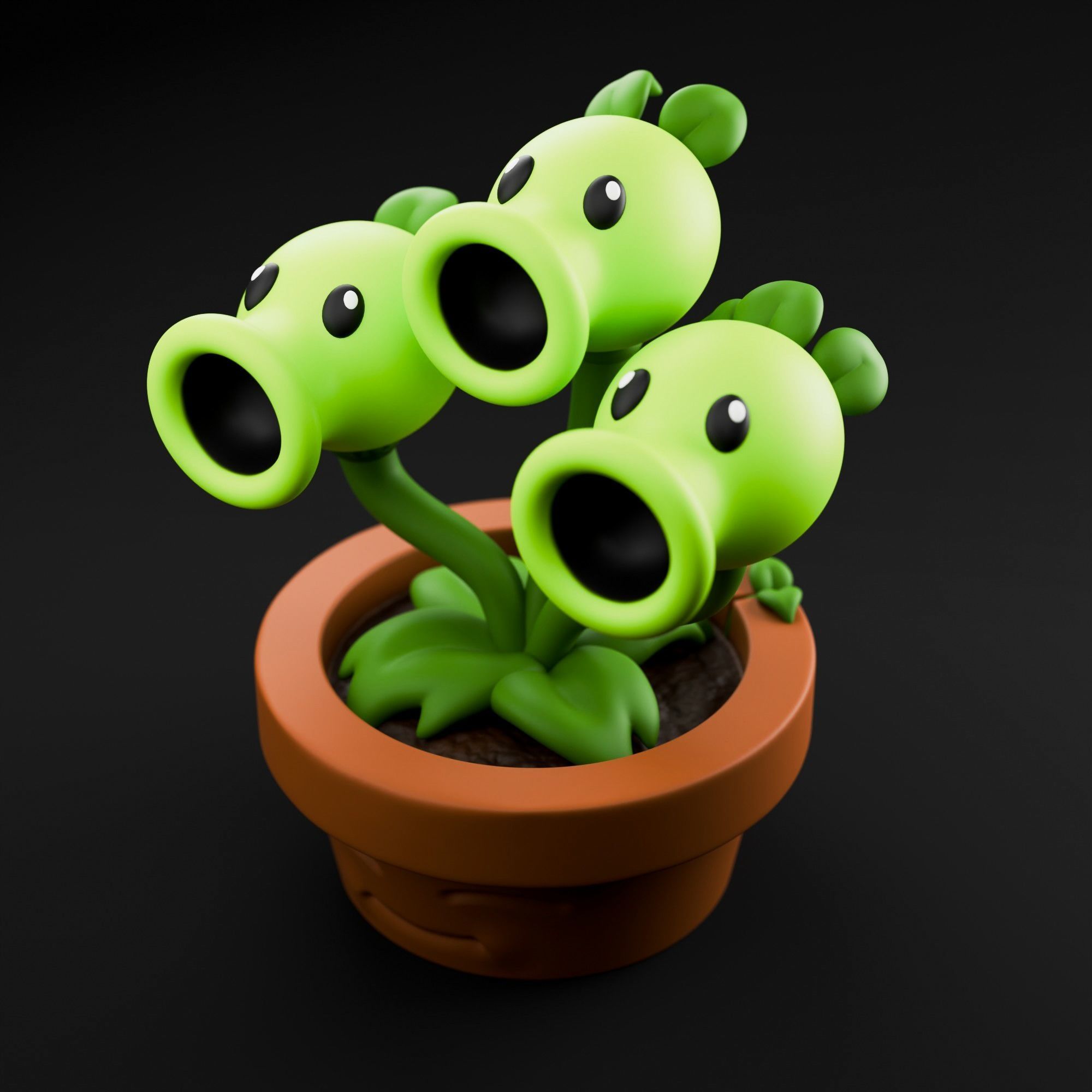 Threepeater Plants vs Zombies 3D model 3D printable | CGTrader