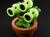 Threepeater Plants vs Zombies 3D model 3D printable | CGTrader
