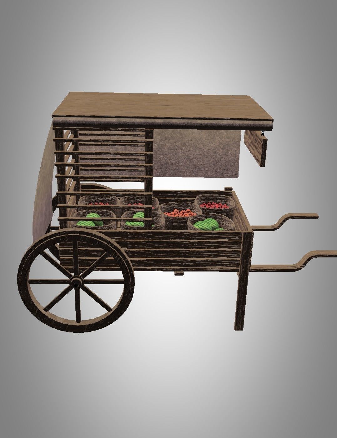 3D model Medieval fruit cart VR / AR / low-poly | CGTrader