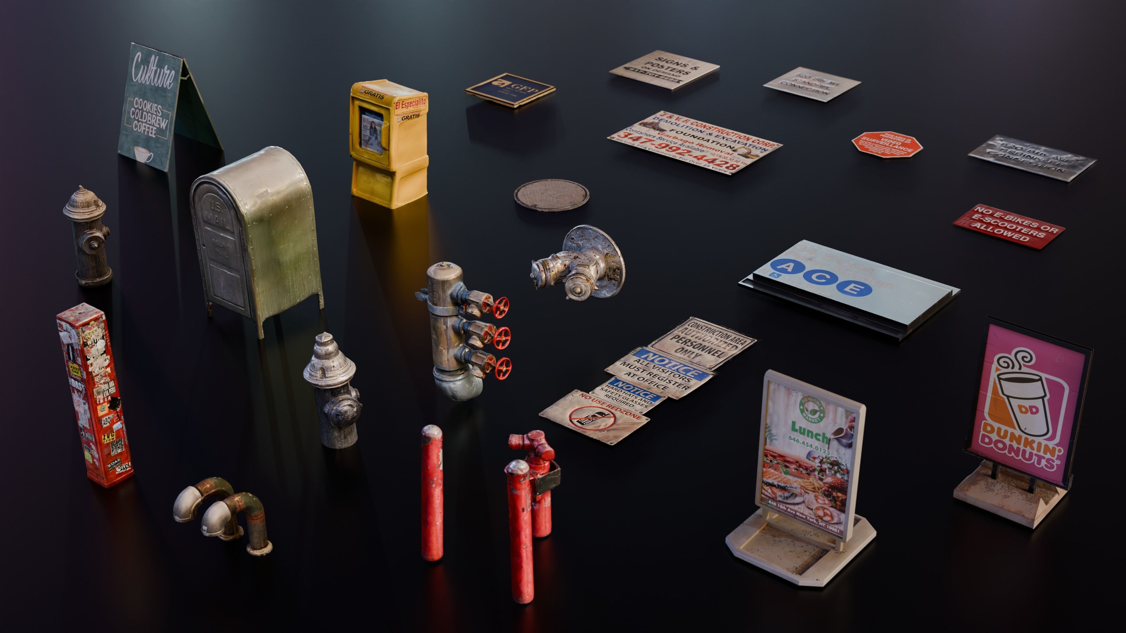 3D model New York Street Props VR / AR / low-poly | CGTrader