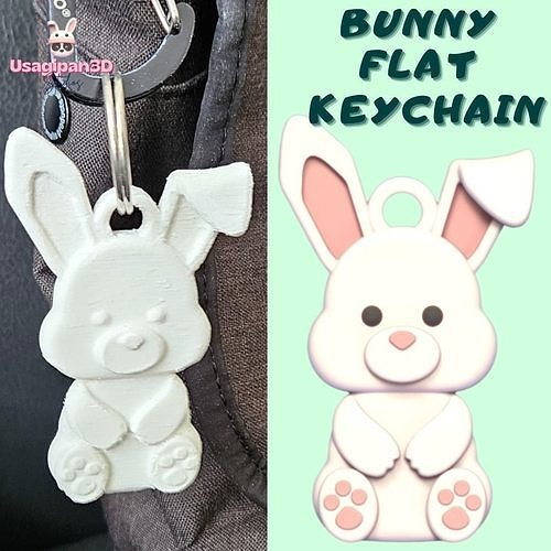Bunny Flat Keychain 3D model 3D printable | CGTrader