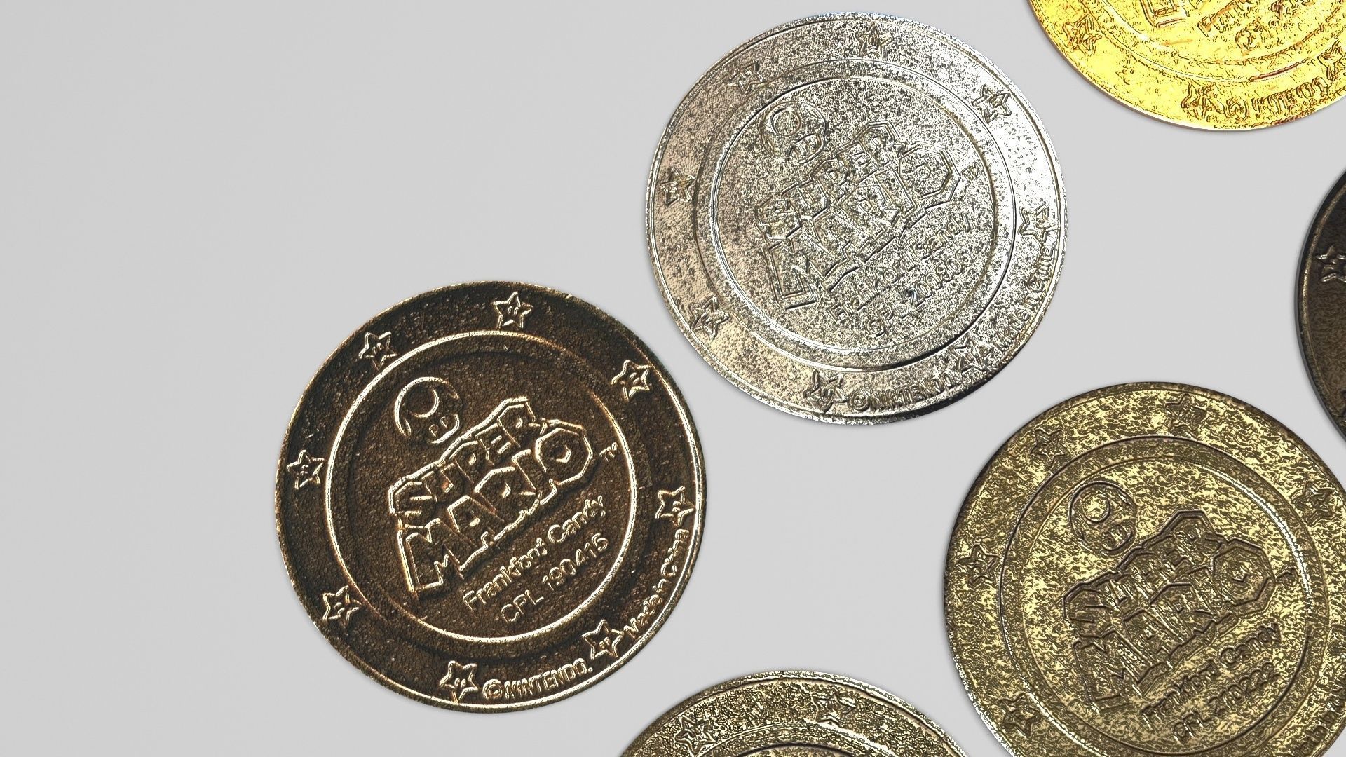 Nintendo Super Mario Golden Tokens Set 3D model | CGTrader