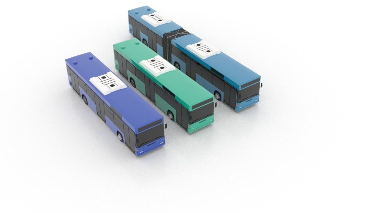 3D Model Collection ELVO Bus Pack Low VR / AR / low-poly | CGTrader