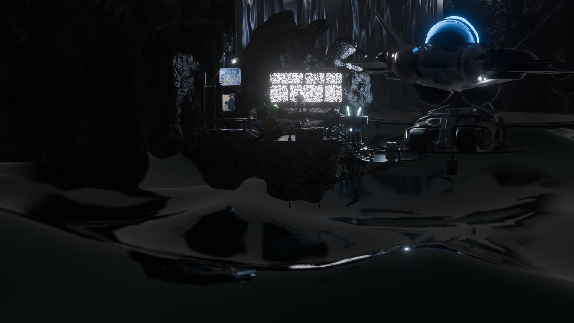 Batman Bat Cave with Batmobile and jet 3D model animated rigged | CGTrader