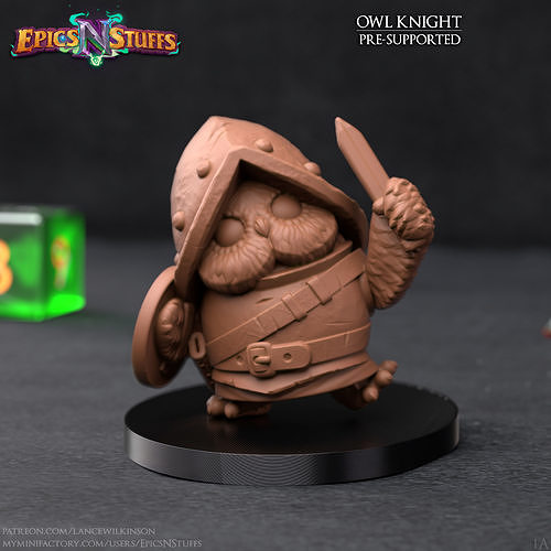 Owlkin Knight 1A Miniature - Pre-Supported 3D model 3D printable | CGTrader