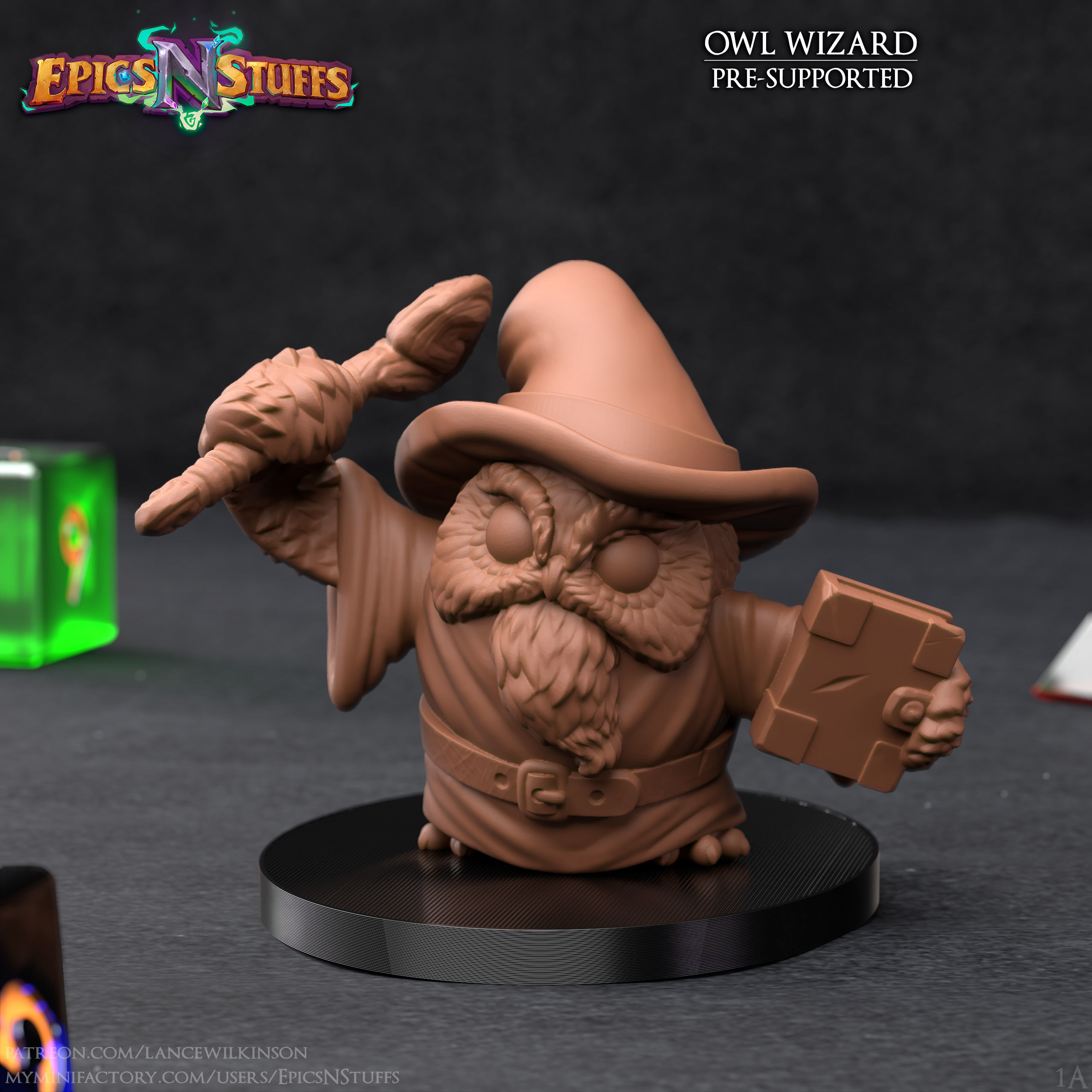 Owlkin Wizard 1A Miniature - Pre-Supported 3D model 3D printable | CGTrader