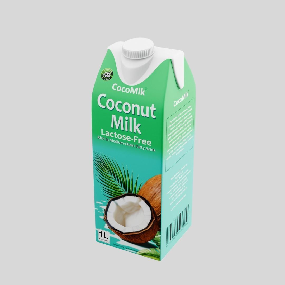 3D model Coconut Milk Tetra Pak carton VR / AR / low-poly | CGTrader