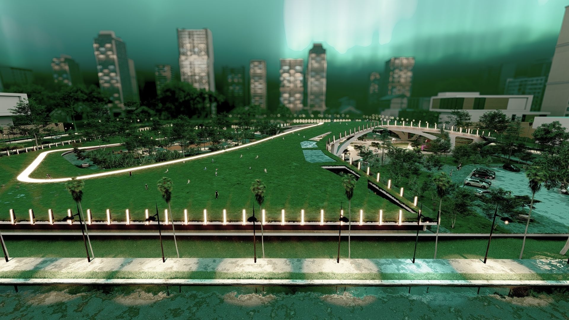 Organic architecture park landscapewith 3d grass free concept 3D model ...