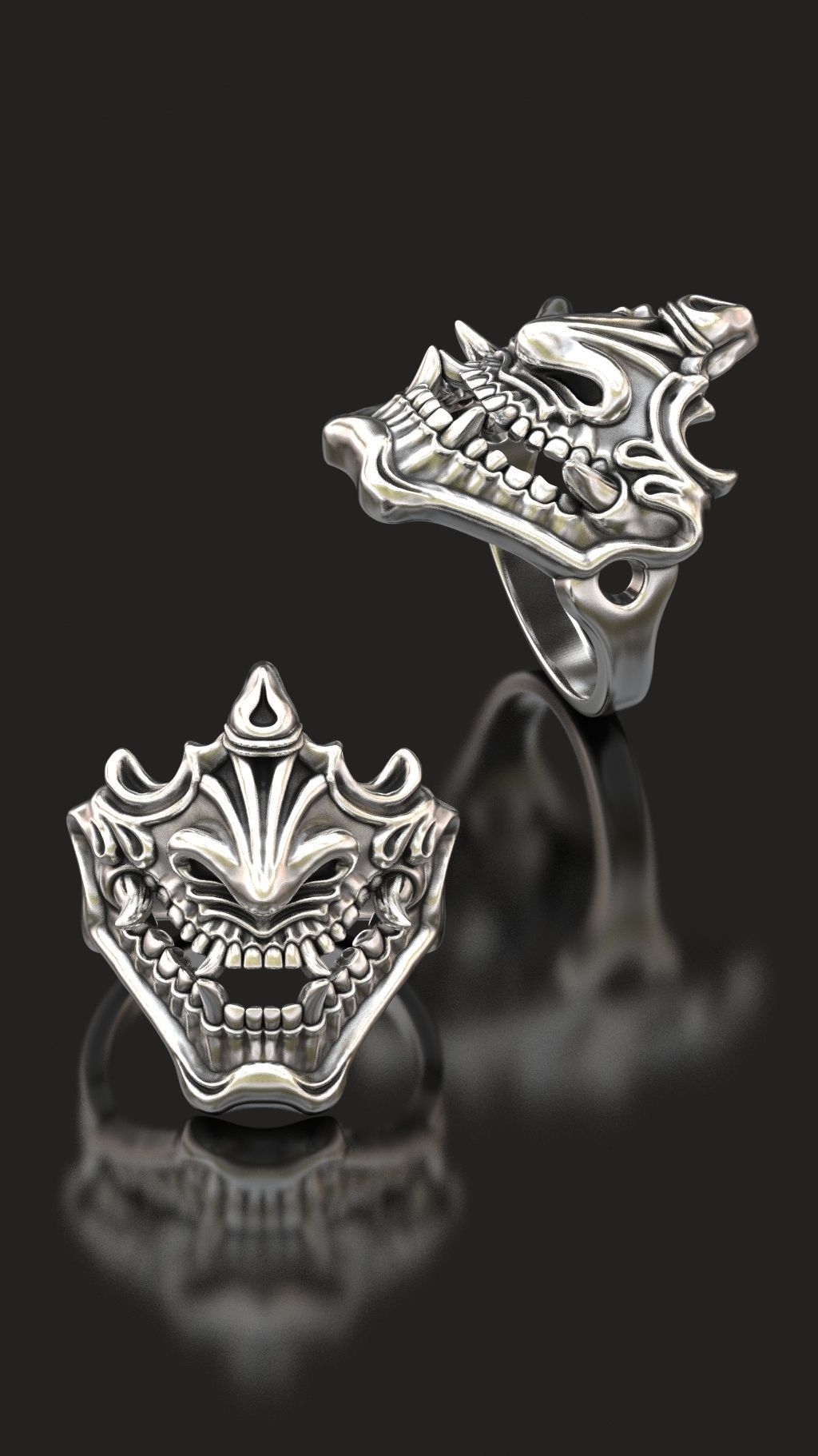 Hannya Oni mask ring 3D model 3D printable | CGTrader