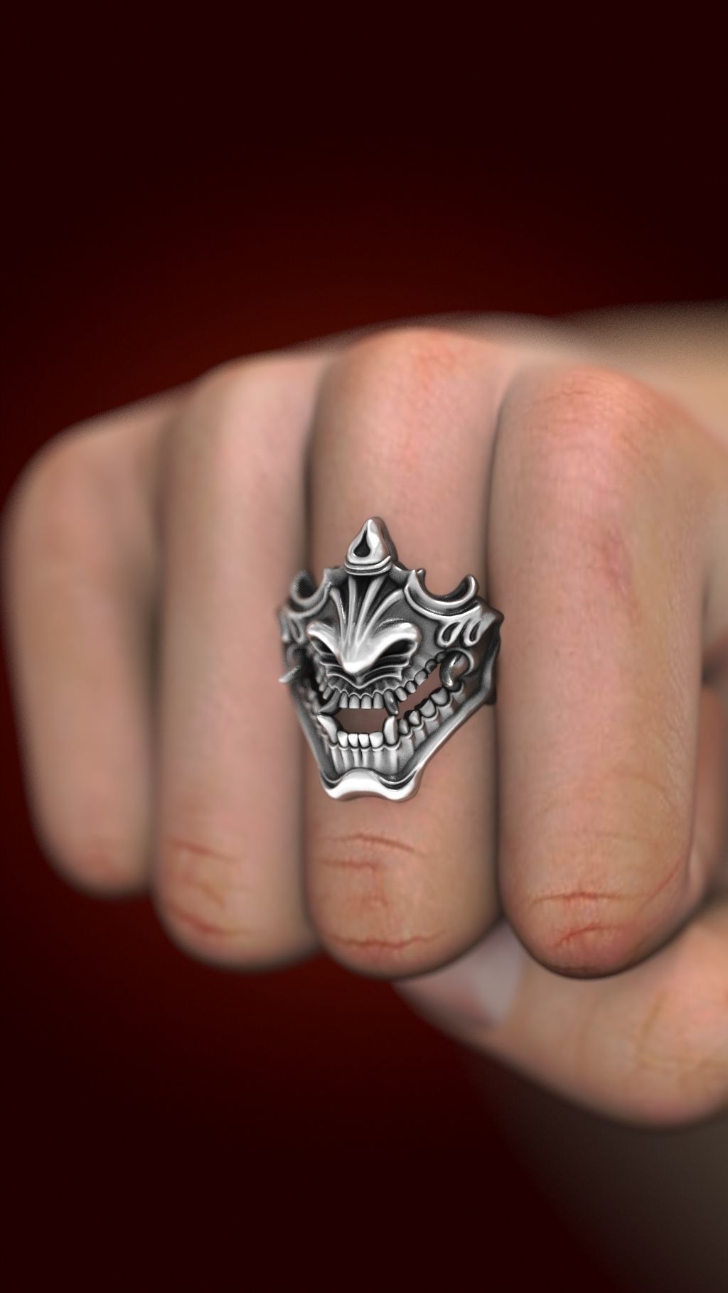 Hannya Oni mask ring 3D model 3D printable | CGTrader