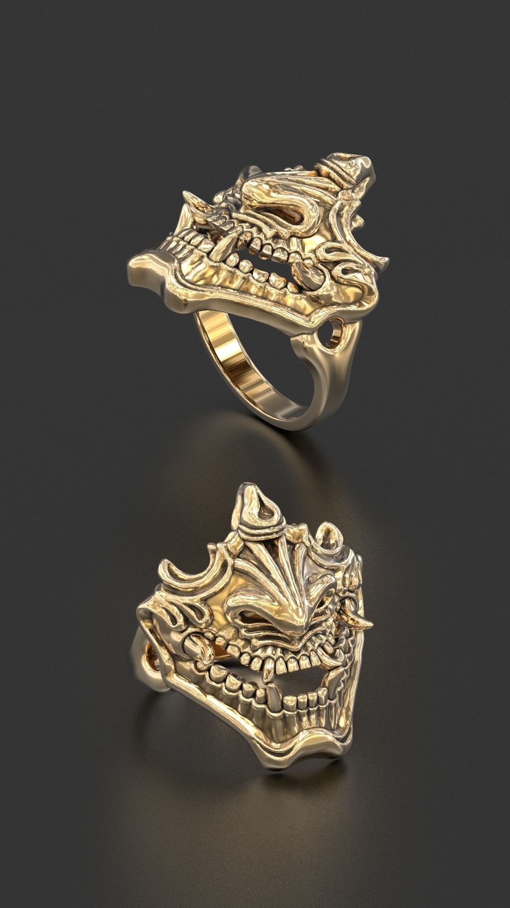 Hannya Oni mask ring 3D model 3D printable | CGTrader