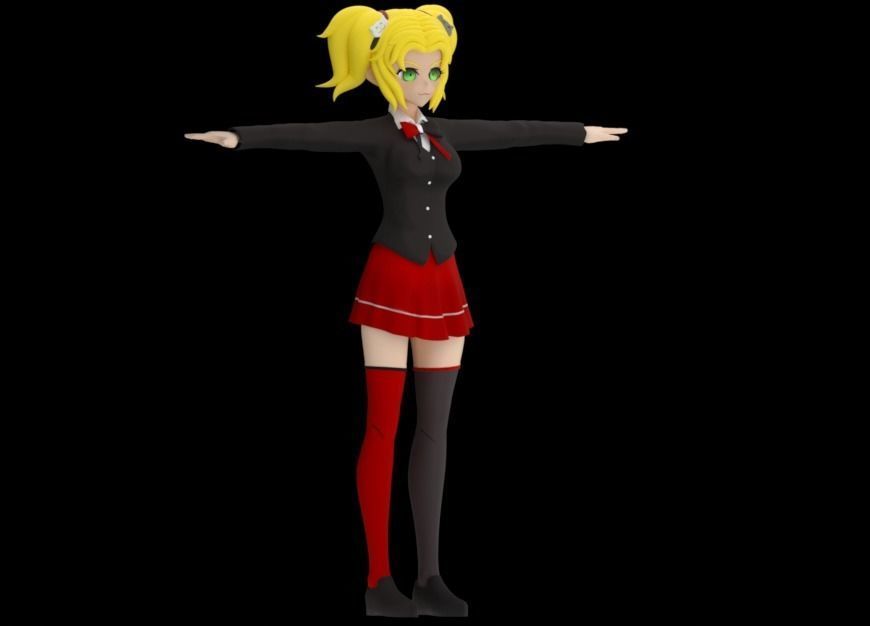 3d Model Japanese Girl Vrchat Avatar Vr Ar Low Poly Cgtrader
