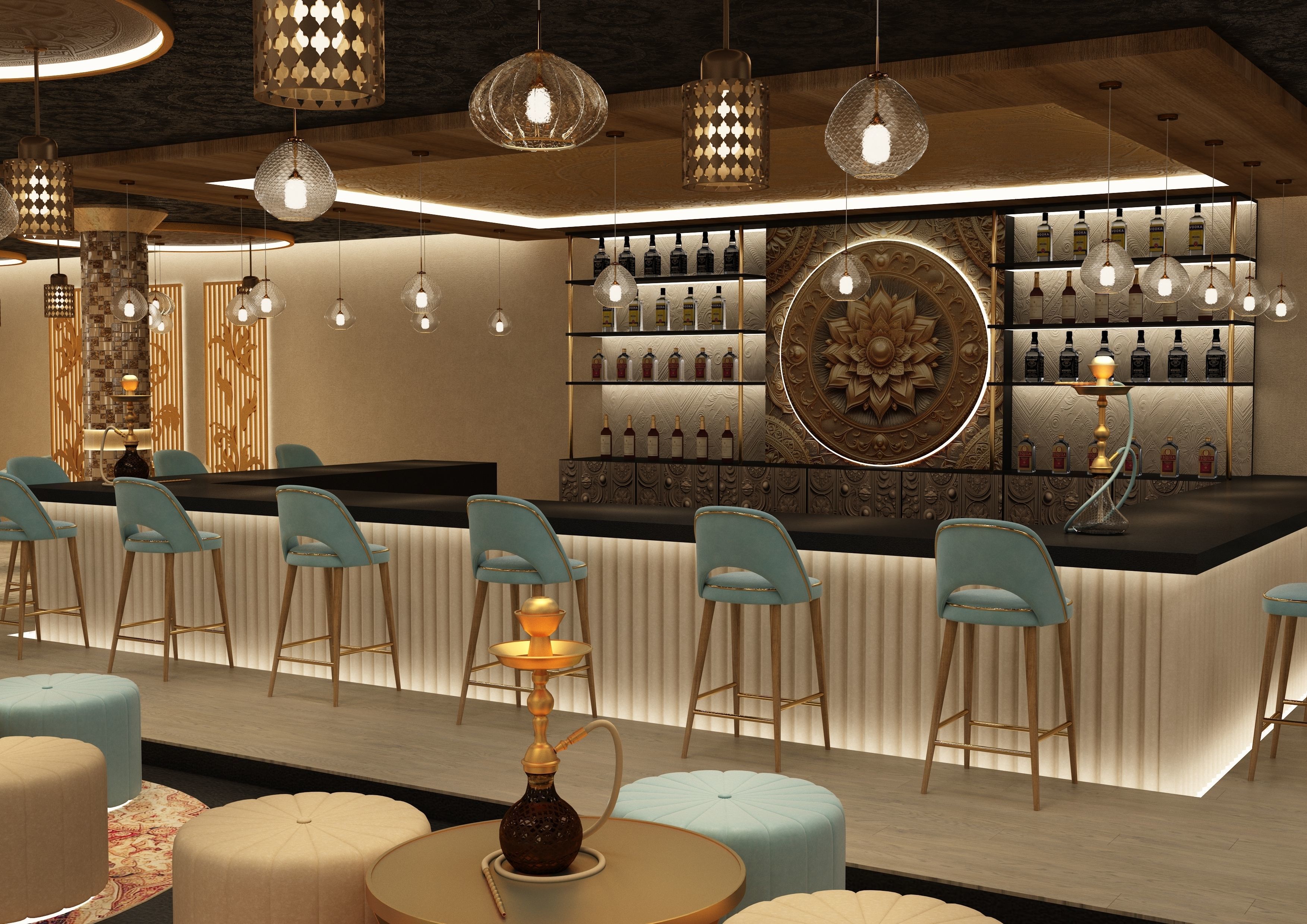 Luxury hookah bar coffee restaurant interior design 3D model | CGTrader