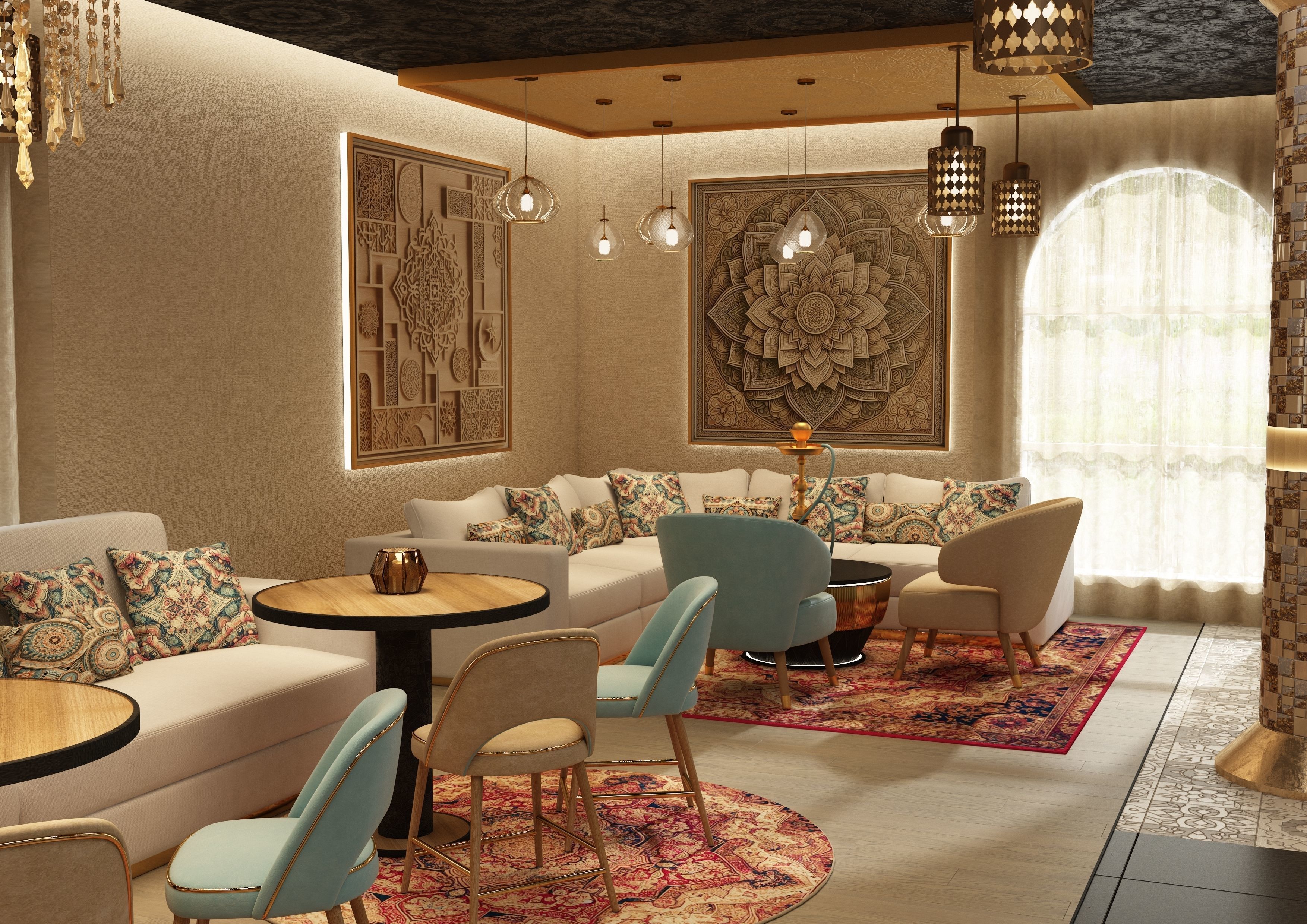 Luxury hookah bar coffee restaurant interior design 3D model | CGTrader