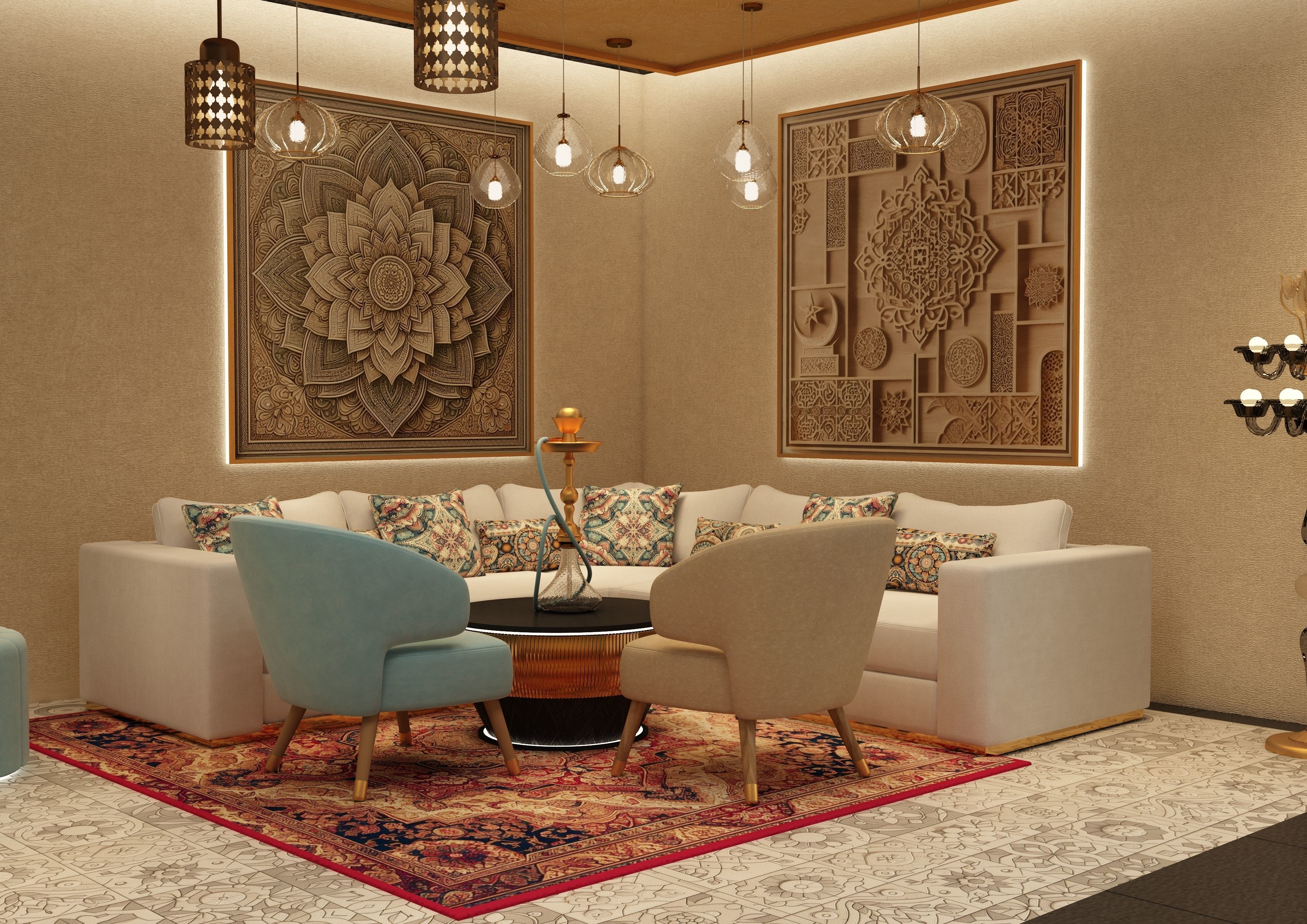 Luxury hookah bar coffee restaurant interior design 3D model | CGTrader
