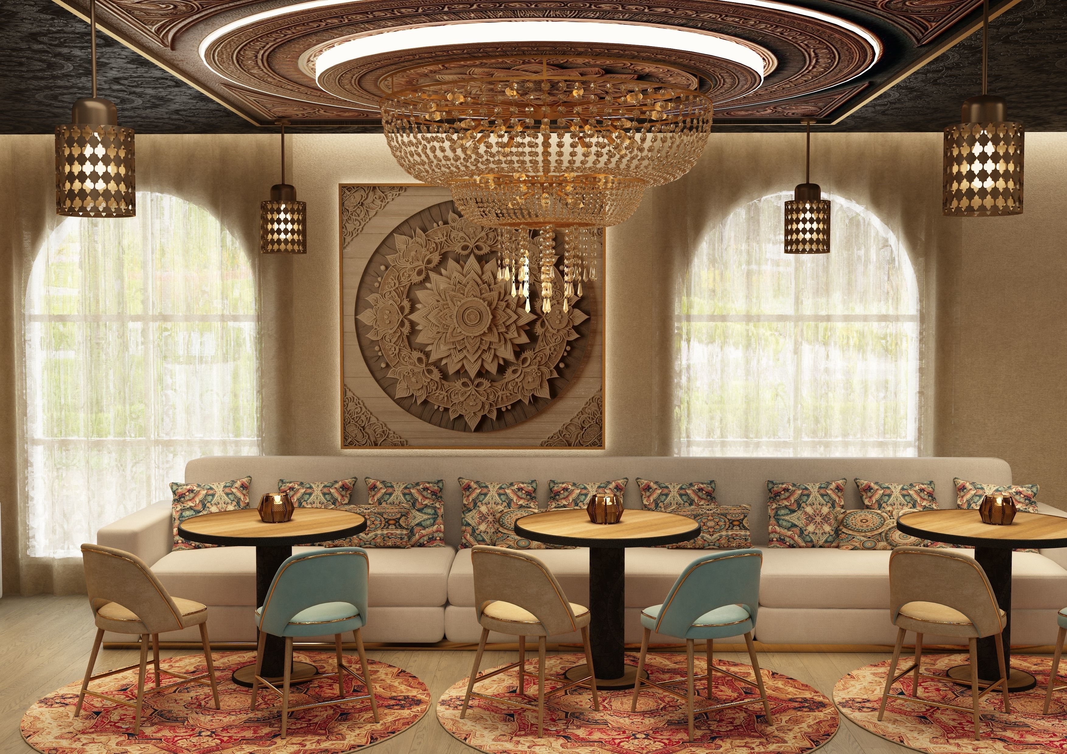 Luxury hookah bar coffee restaurant interior design 3D model | CGTrader