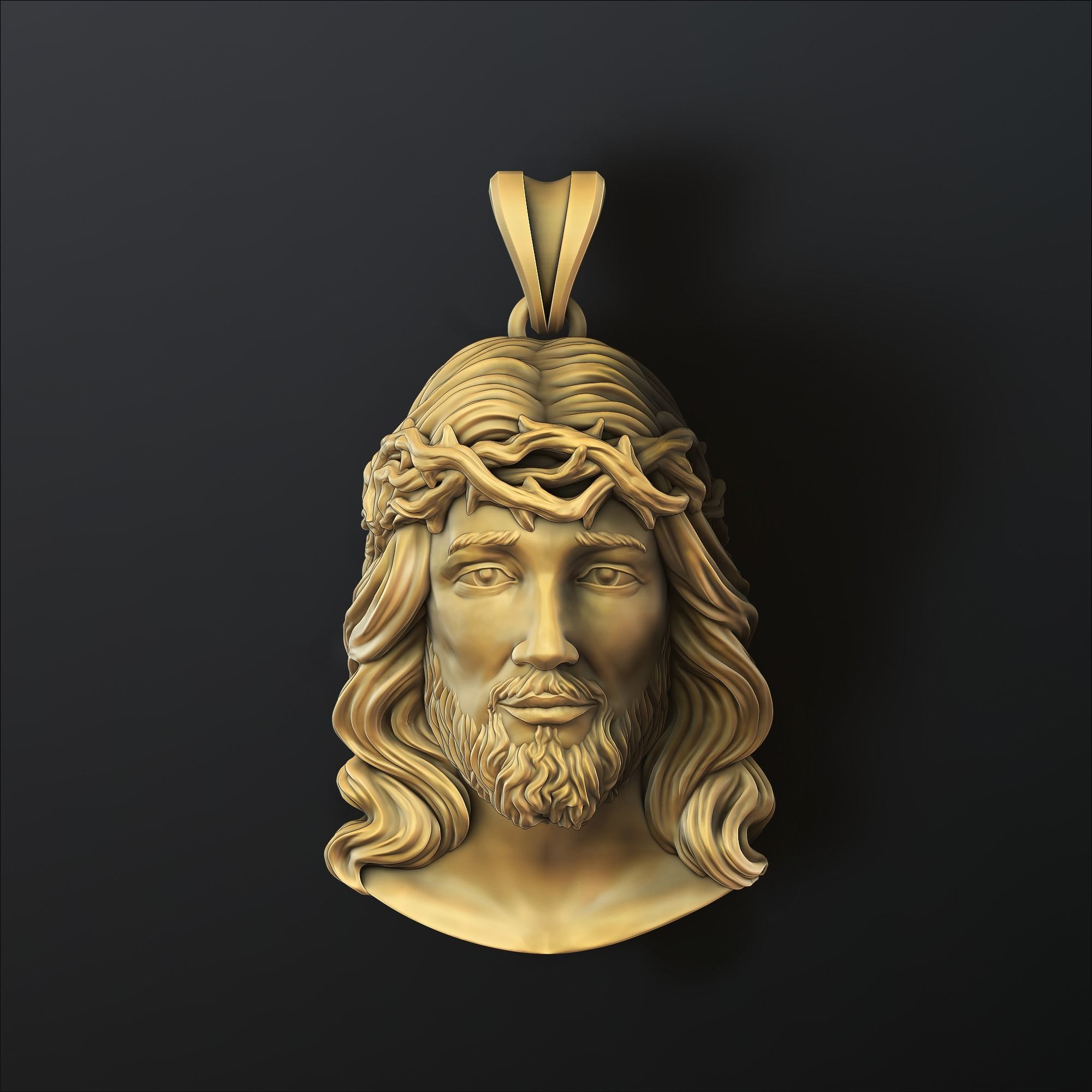 Jesus Christ Head With Thorns Pendant v2 3D model 3D printable | CGTrader