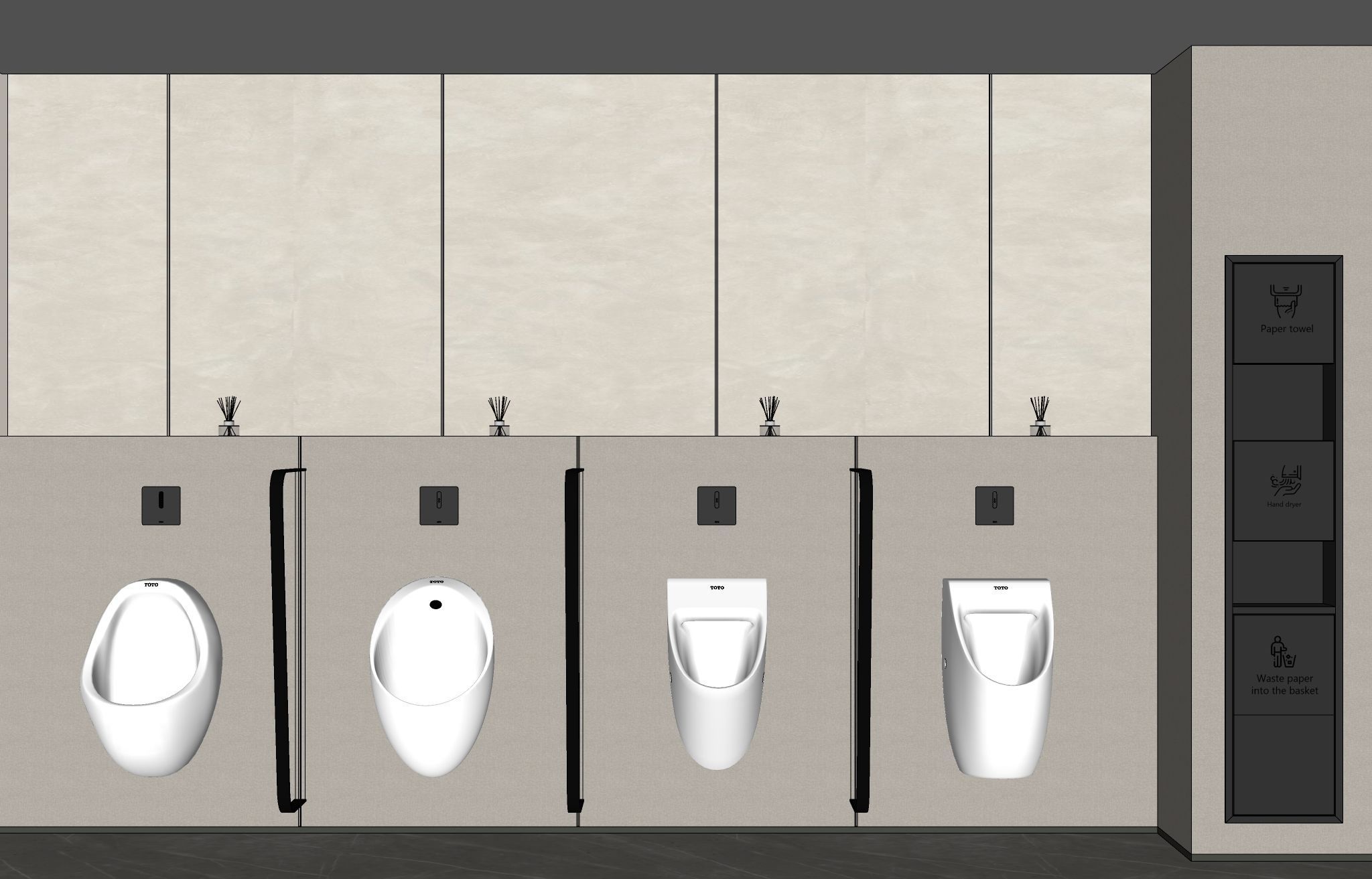Urinal collection for mens restroom 3D model | CGTrader