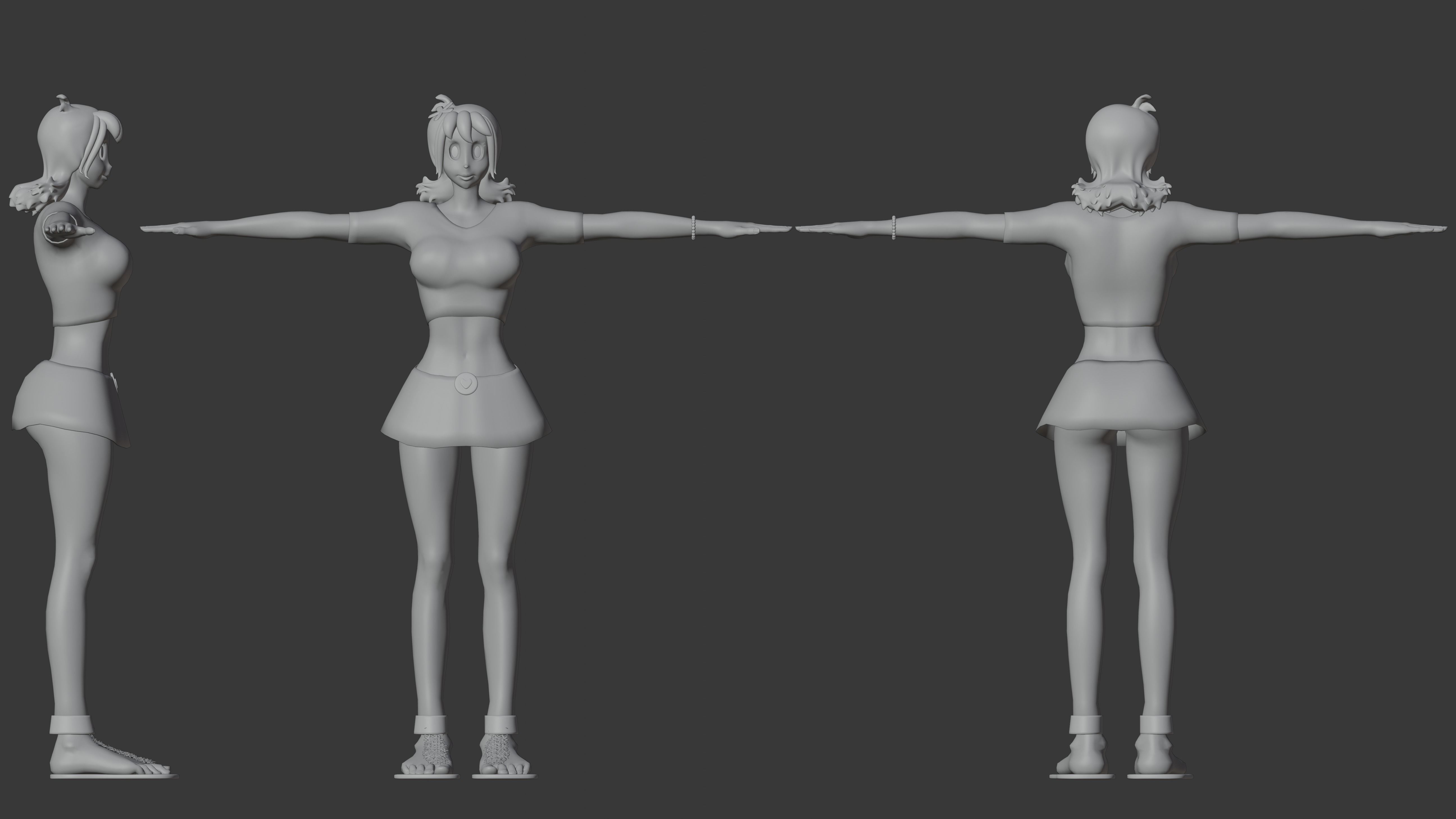 3D model LONG FEET GIRL CARTOON CHARACTER VR / AR / low-poly | CGTrader